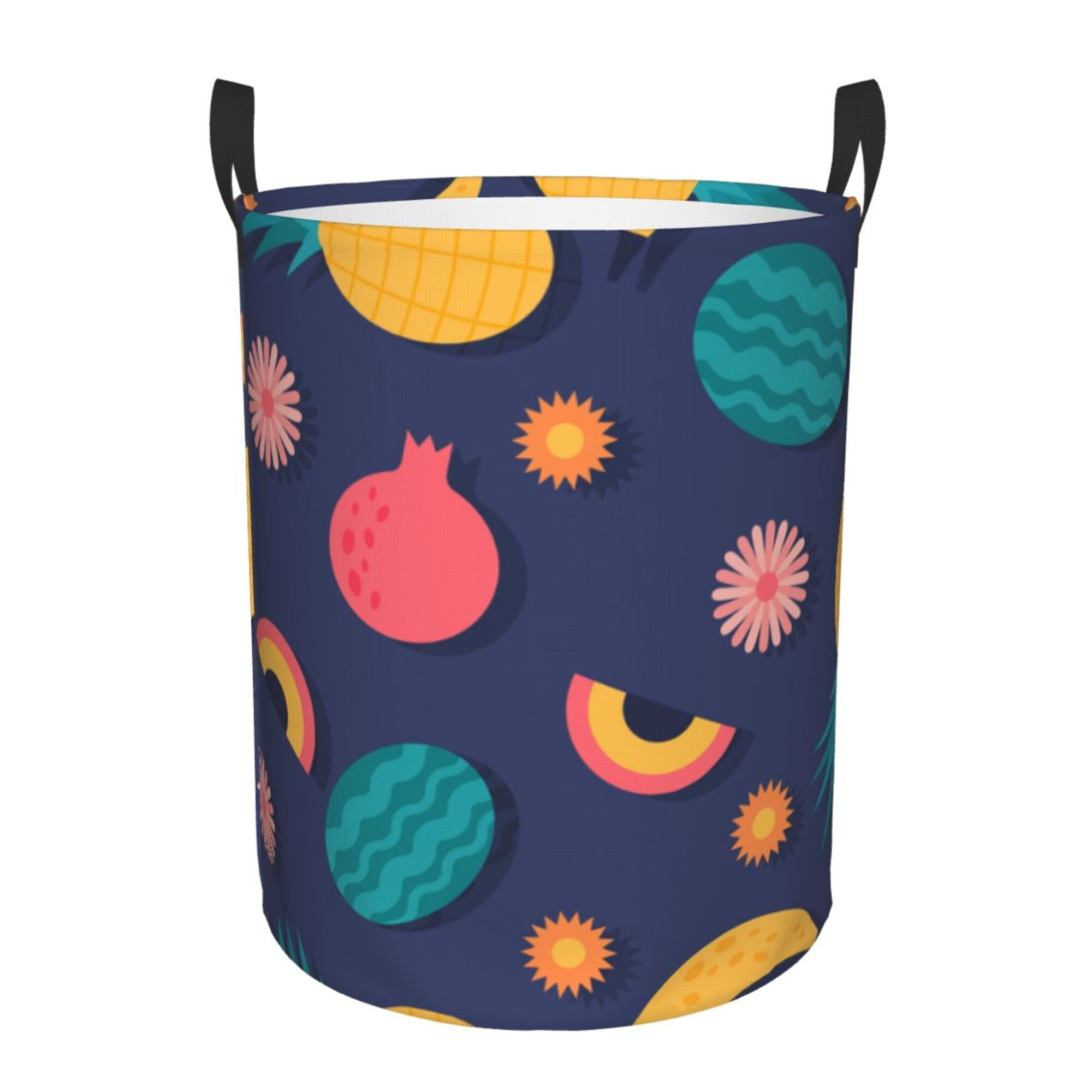 LNWH Laundry Basket, Cartoon Banana Fruit Flowers Pattern Foldable ...
