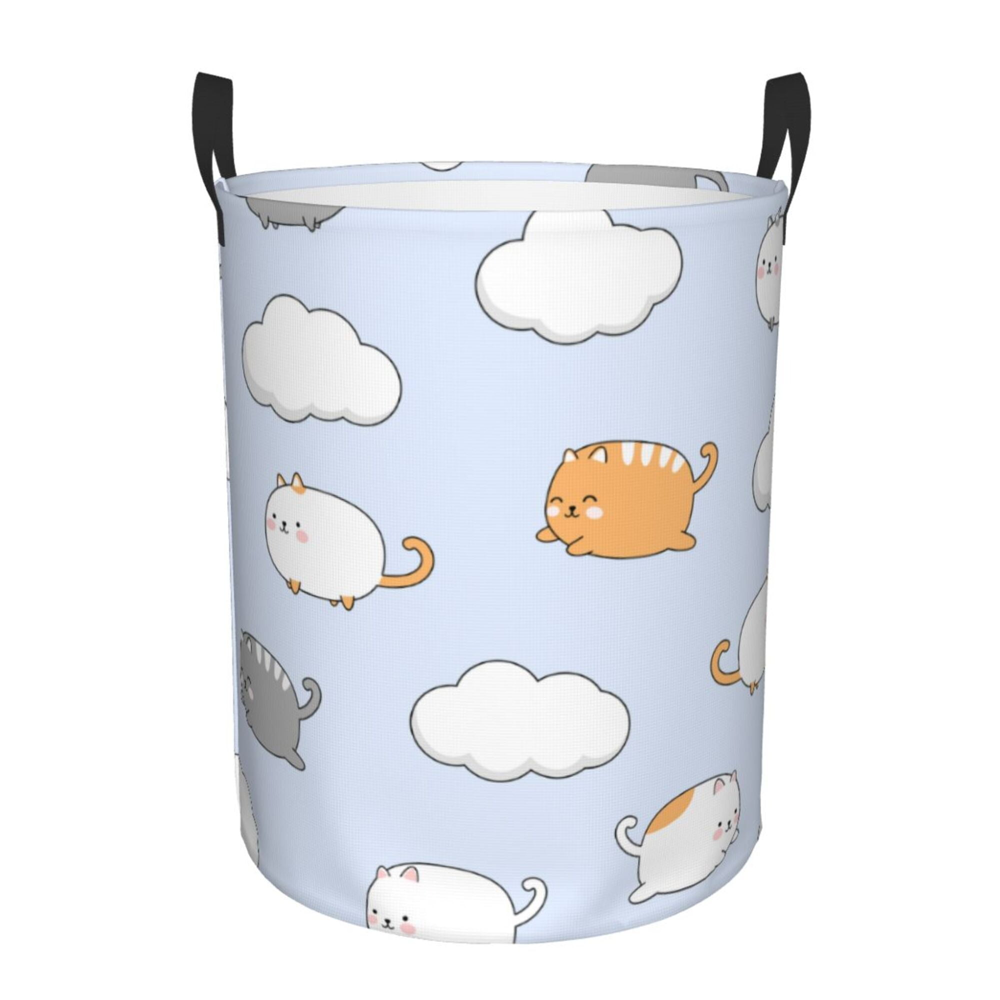 LNWH Laundry Basket, Cartoon Chubby Cat Pattern Foldable Laundry Hamper ...