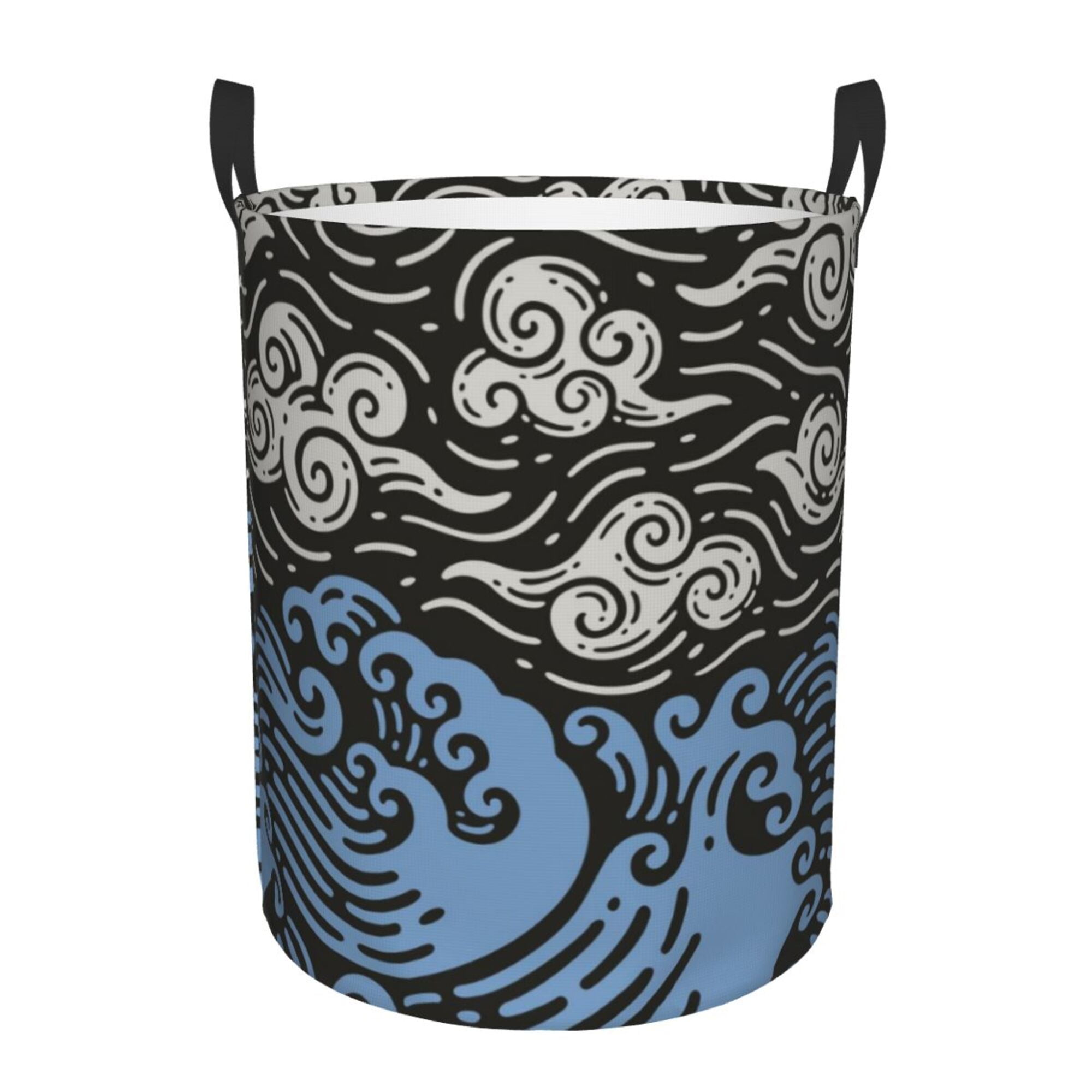 LNWH Laundry Basket, Cartoon Waves Pattern Foldable Laundry Hamper with ...
