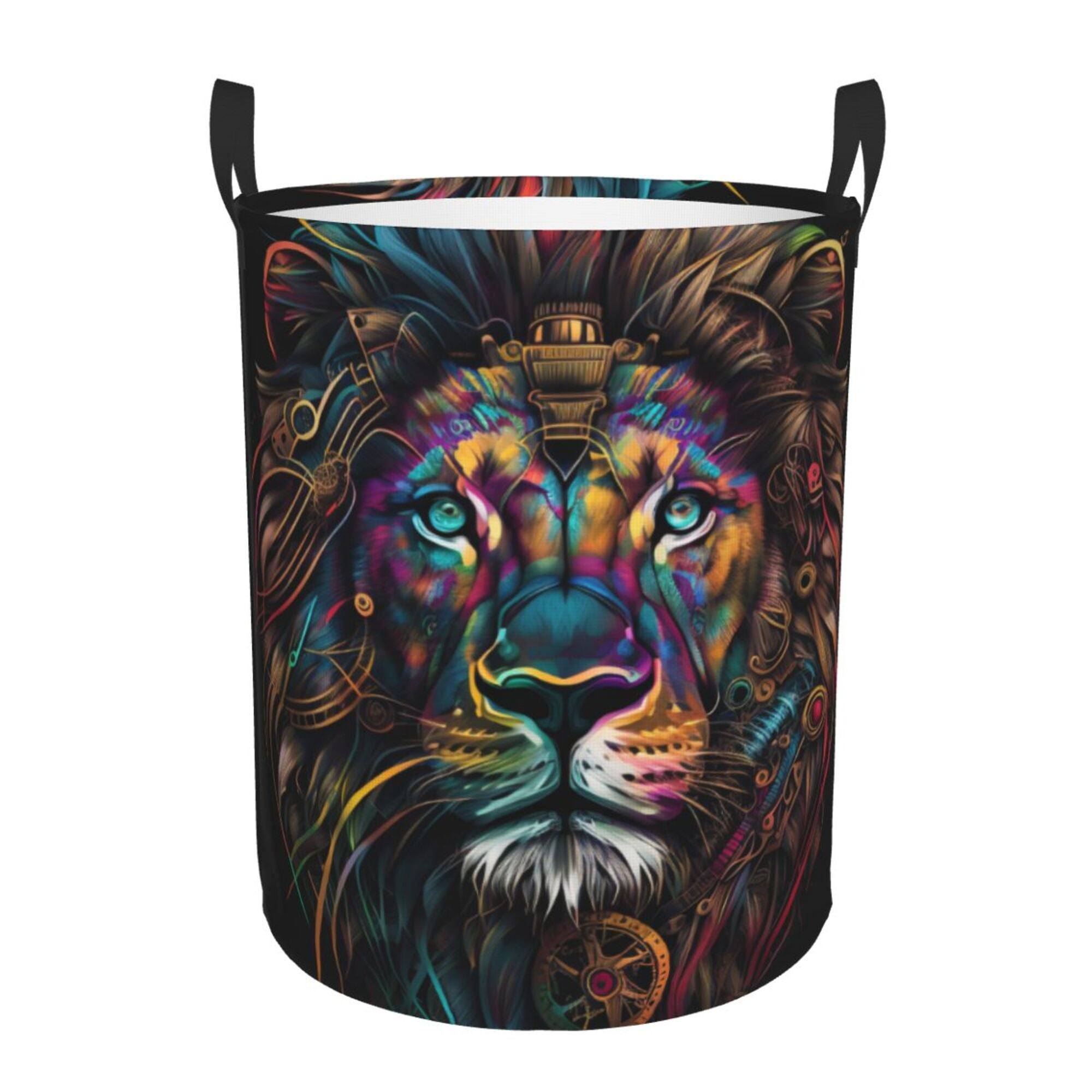 LNWH Laundry Basket, Colorful Lion Art Pattern Foldable Laundry Hamper ...