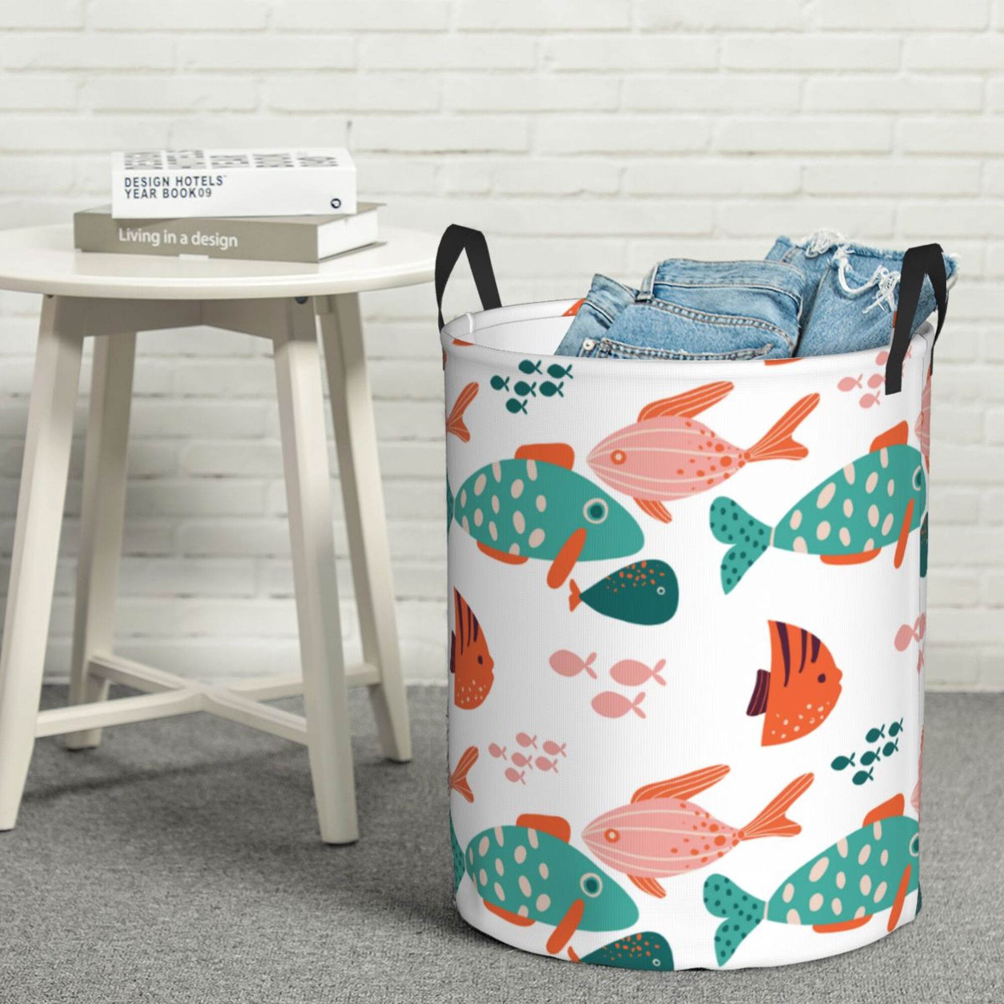 LNWH Laundry Basket, Cute Cartoon Fish Doodle Art Pattern Foldable ...