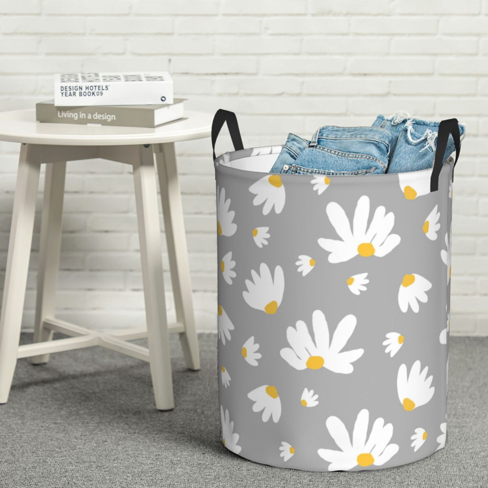 LNWH Laundry Basket, Daisy Floral Doodle Pattern Foldable Laundry ...
