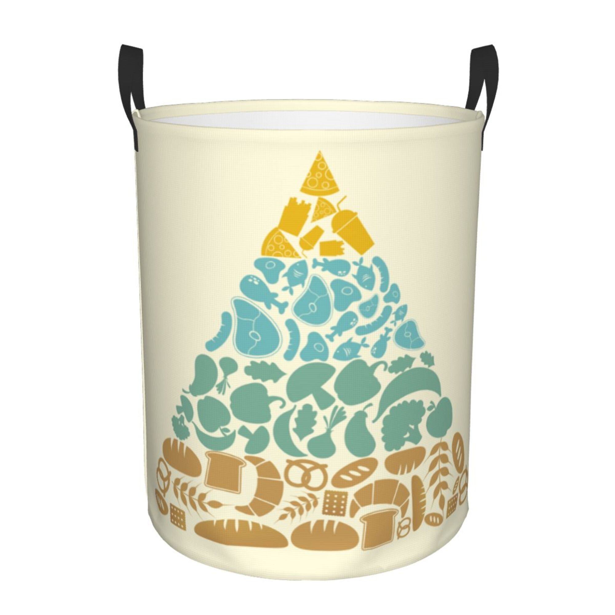 LNWH Laundry Basket, Food Pyramid Pattern Foldable Laundry Hamper with ...