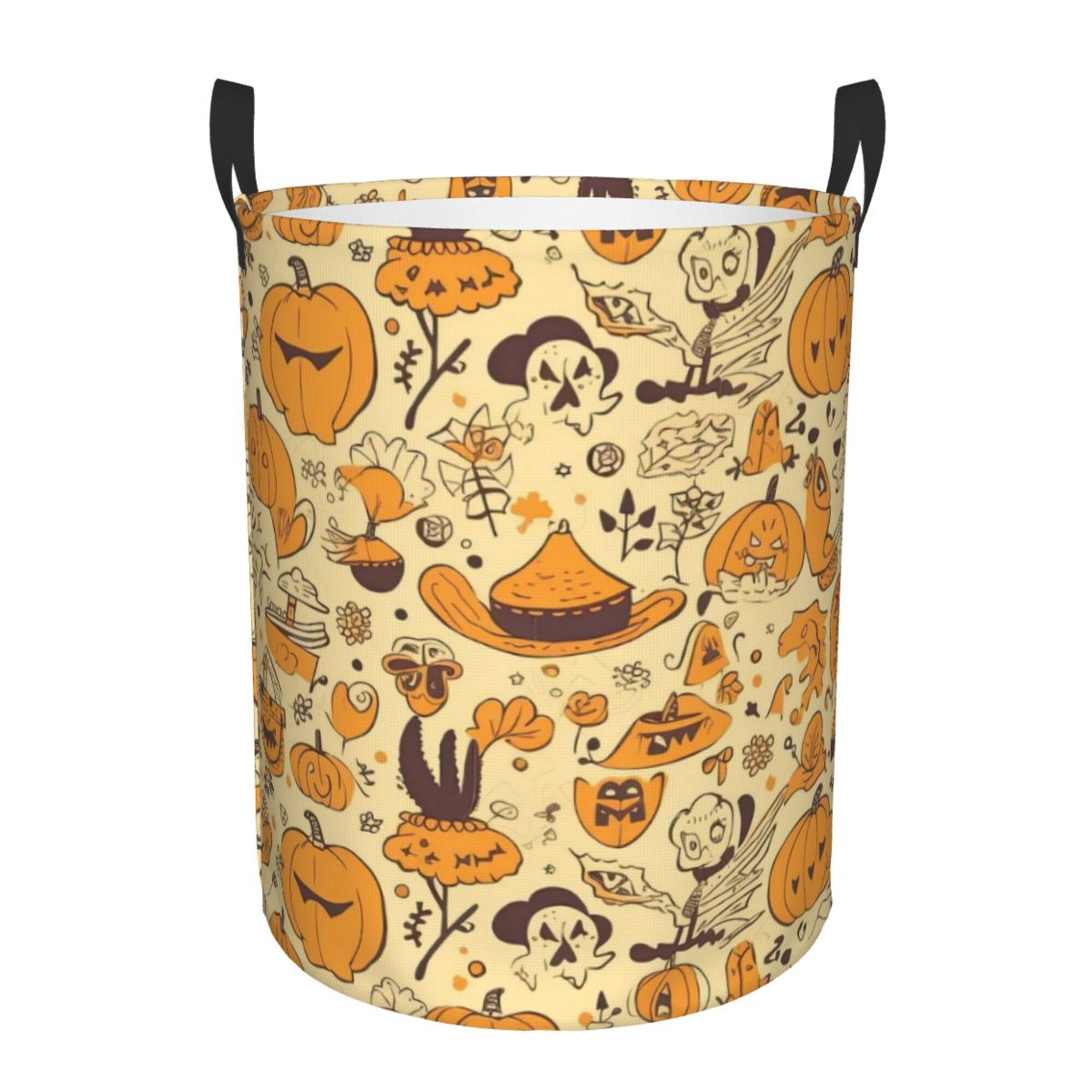 LNWH Laundry Basket, Halloween Brown Pumpkins Pattern Foldable Laundry ...