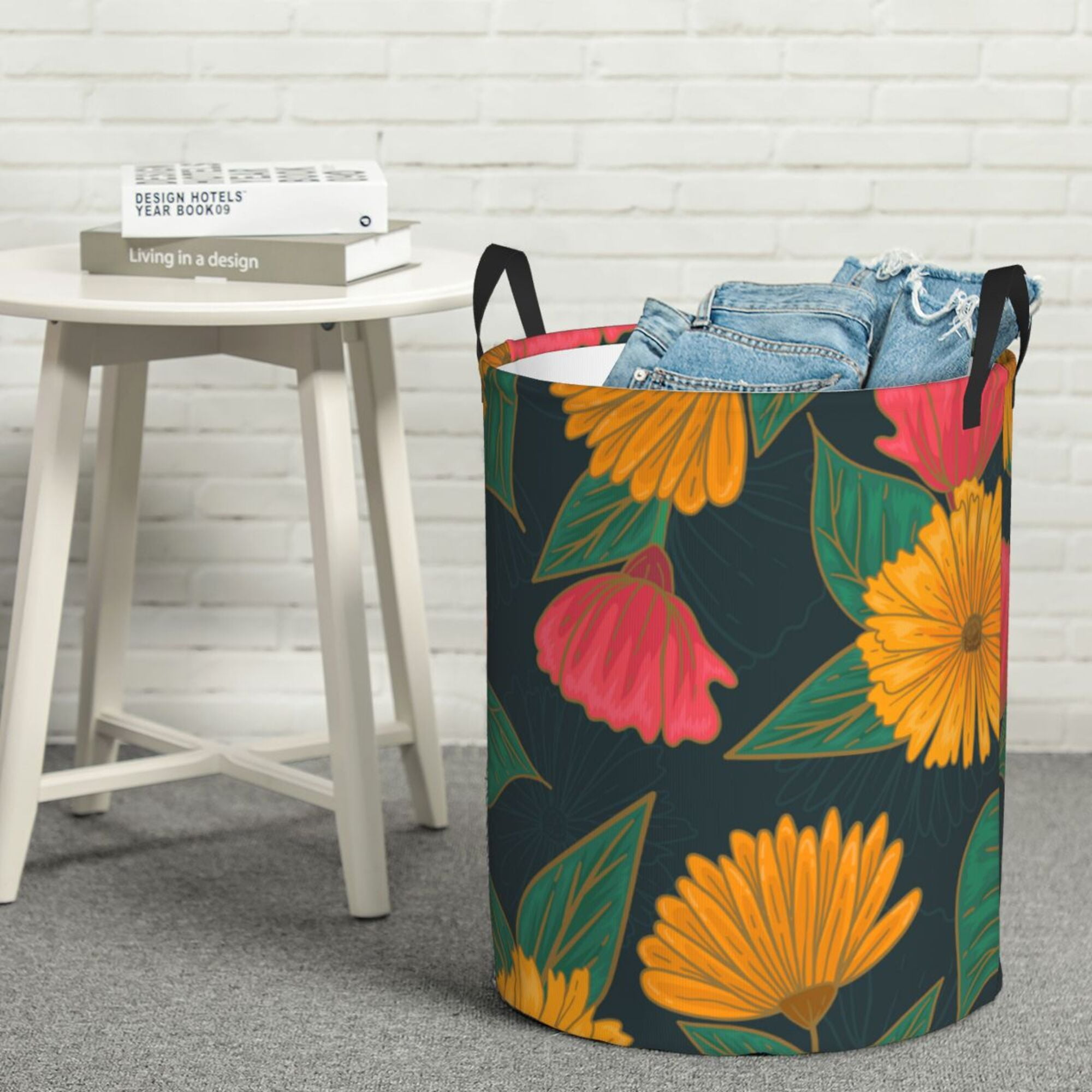 LNWH Laundry Basket, Hand Drawn Colorful Leaves Art Pattern Foldable ...