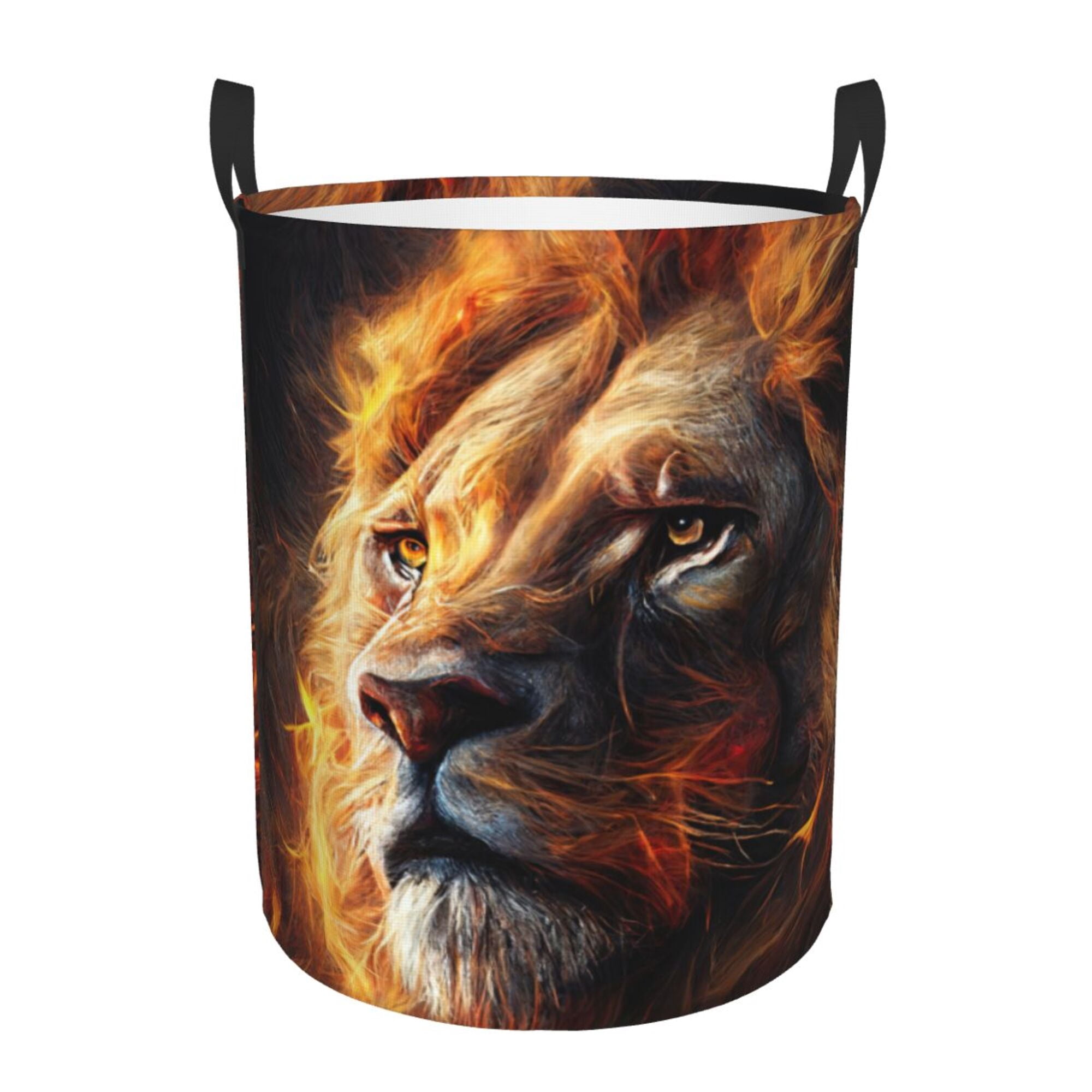 LNWH Laundry Basket, Lion Fire Background Pattern Foldable Laundry ...