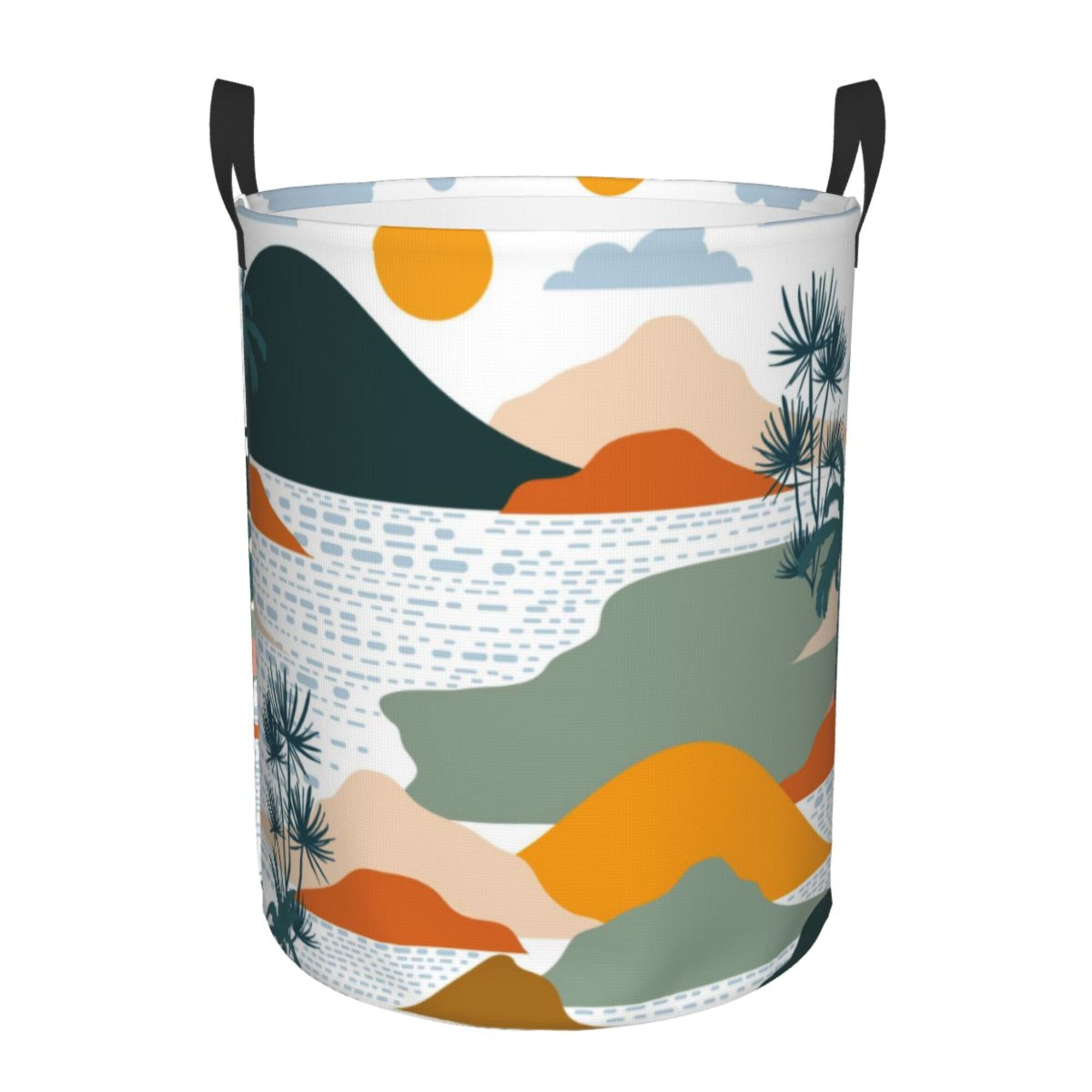 LNWH Laundry Basket, Mountain Bohemia Tree Pattern Foldable Laundry ...