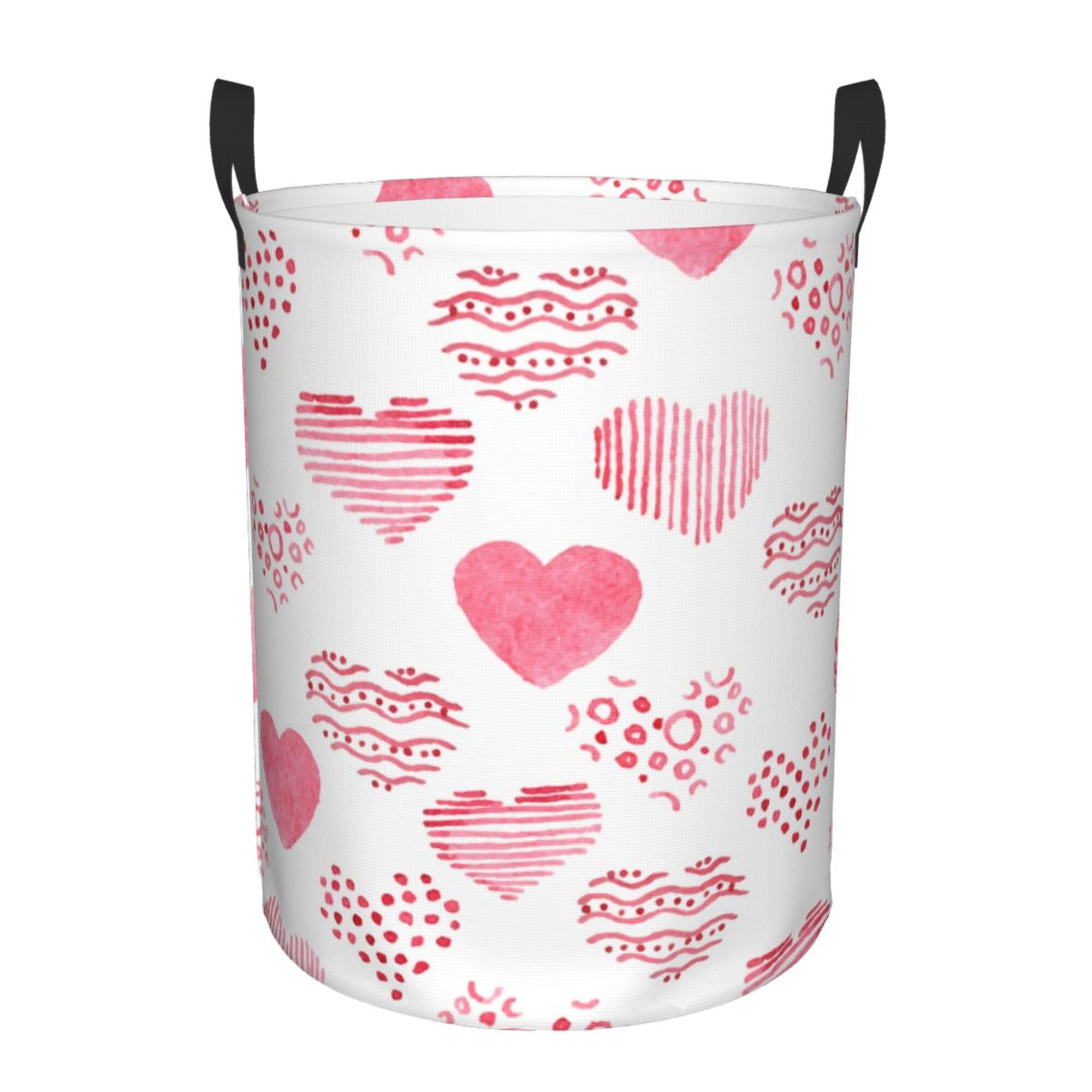 LNWH Laundry Basket, Pink Watercolor Heart Pattern Foldable Laundry ...