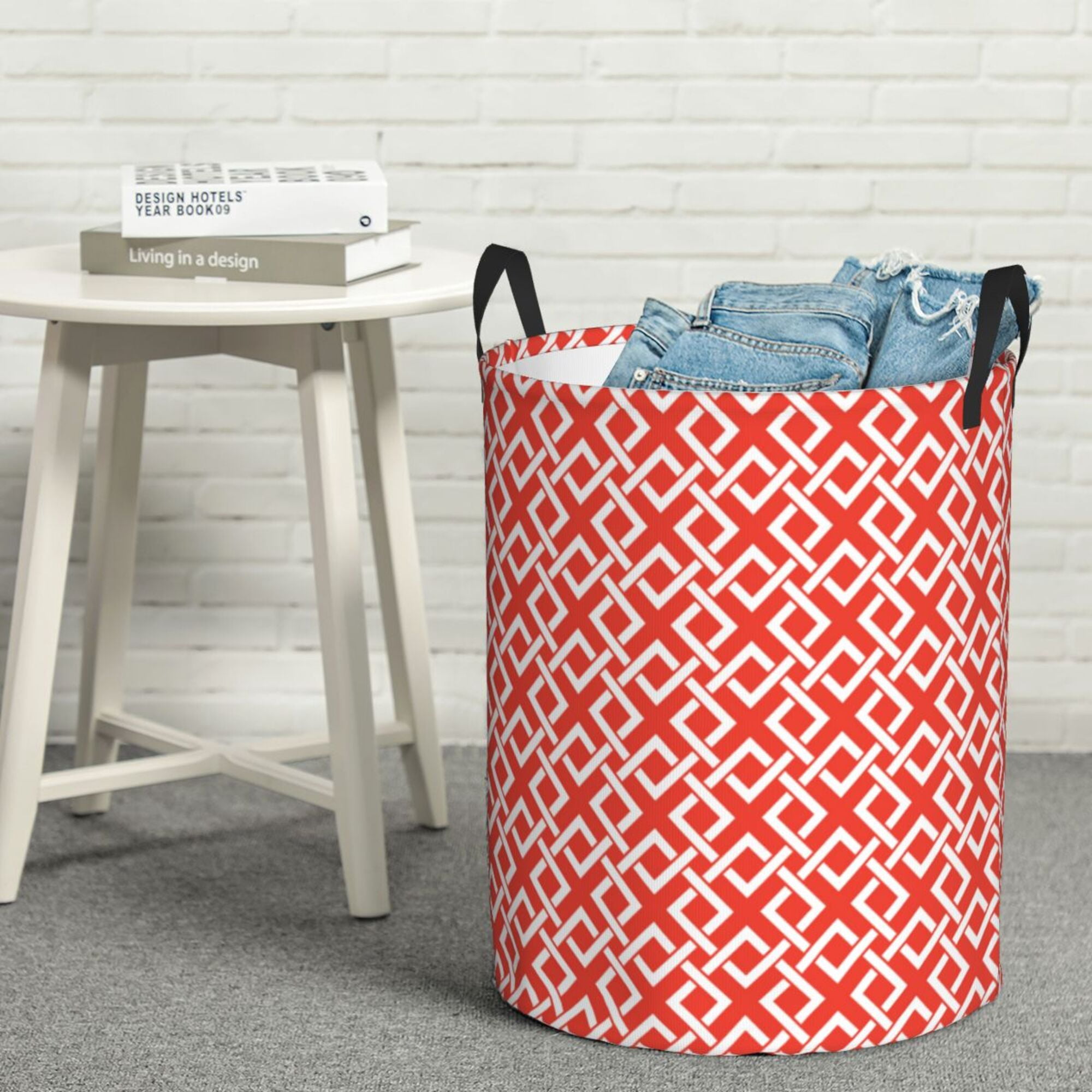 LNWH Laundry Basket, Red Mesh Texture Seamless Pattern Foldable Laundry ...