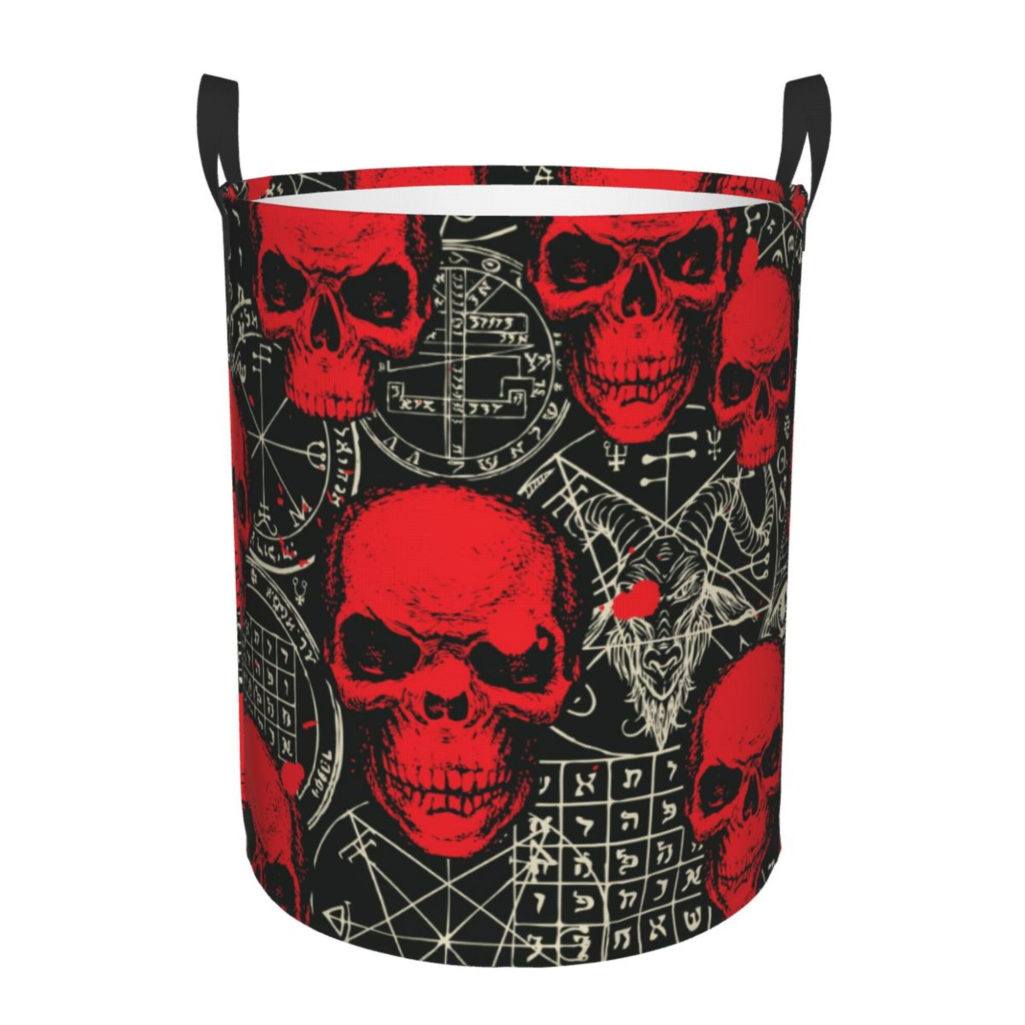 LNWH Laundry Basket, Red Skull Doodle Pattern Foldable Laundry Hamper ...