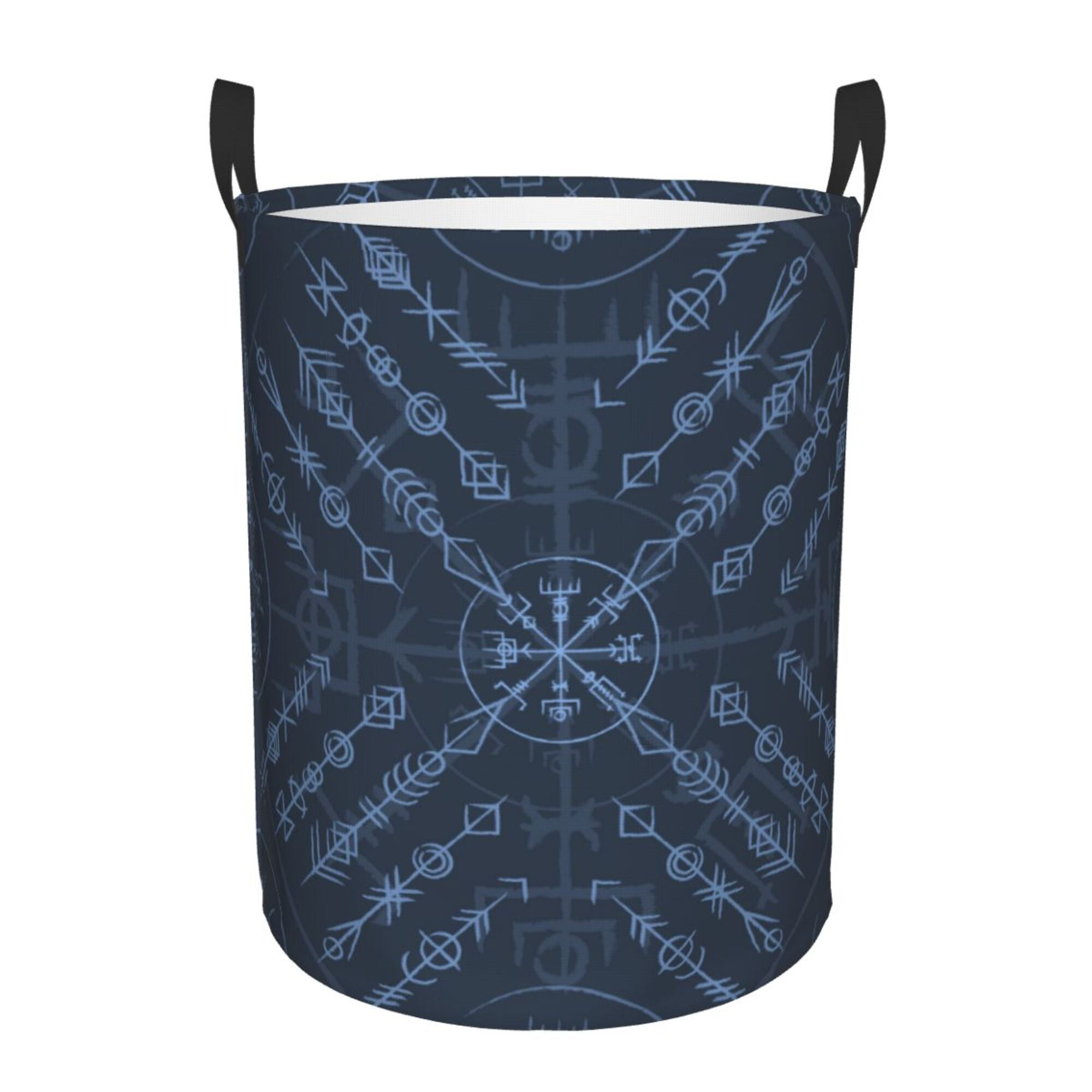 LNWH Laundry Basket, Runes Abstract Blue Pattern Foldable Laundry ...