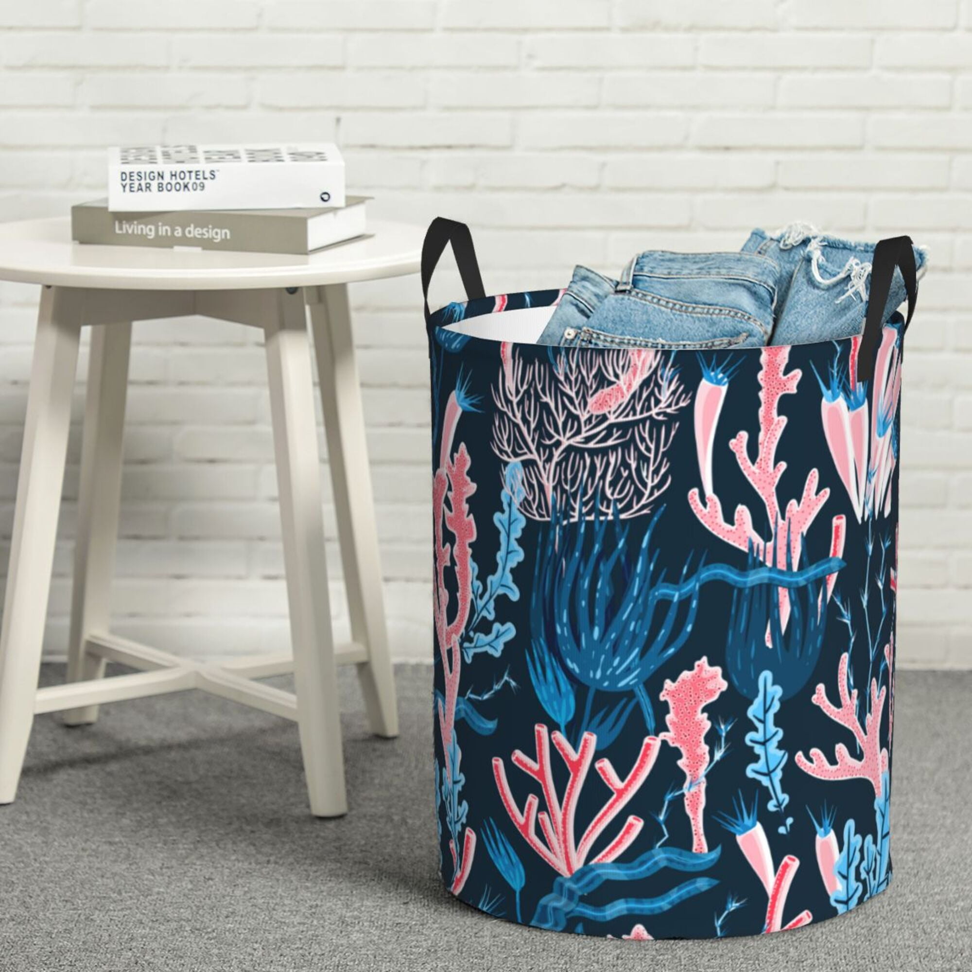 LNWH Laundry Basket, Sea Coral Graffiti Pattern Foldable Laundry Hamper ...