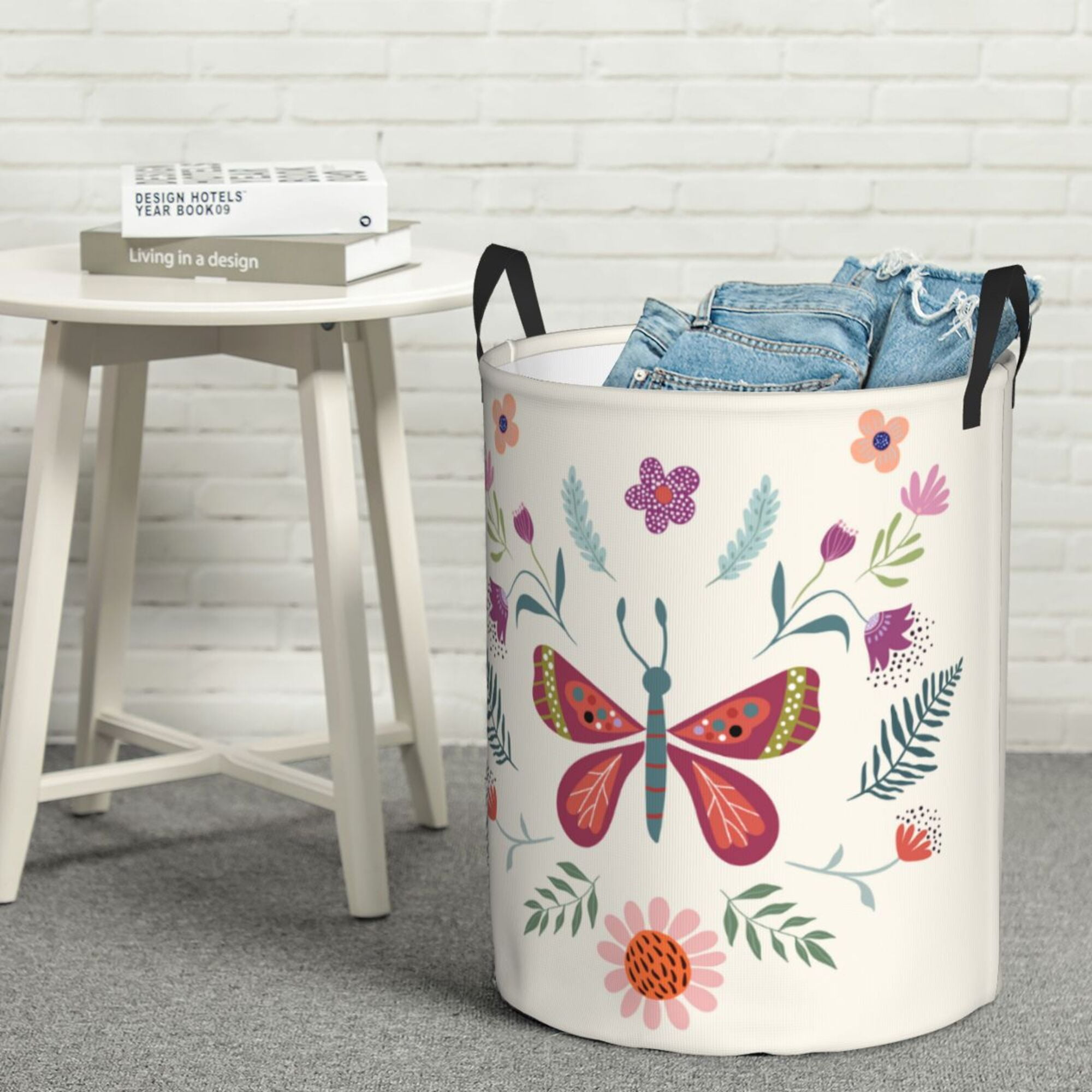 LNWH Laundry Basket, Spring Butterfly Flower Doodle Art Pattern ...