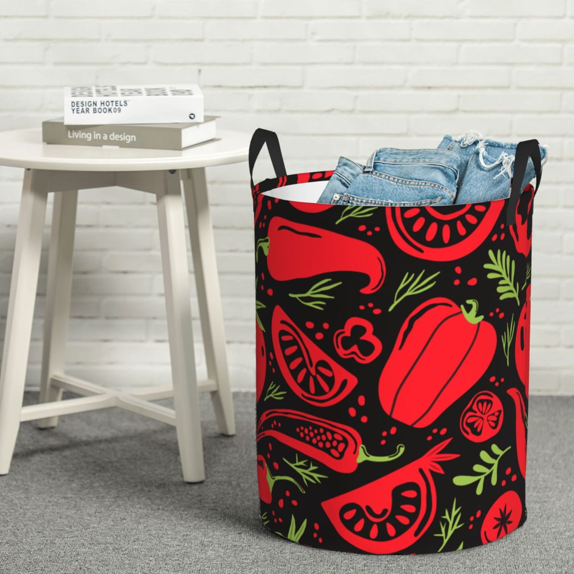 LNWH Laundry Basket, Tomato Chili Peppers Print Art Pattern Foldable ...