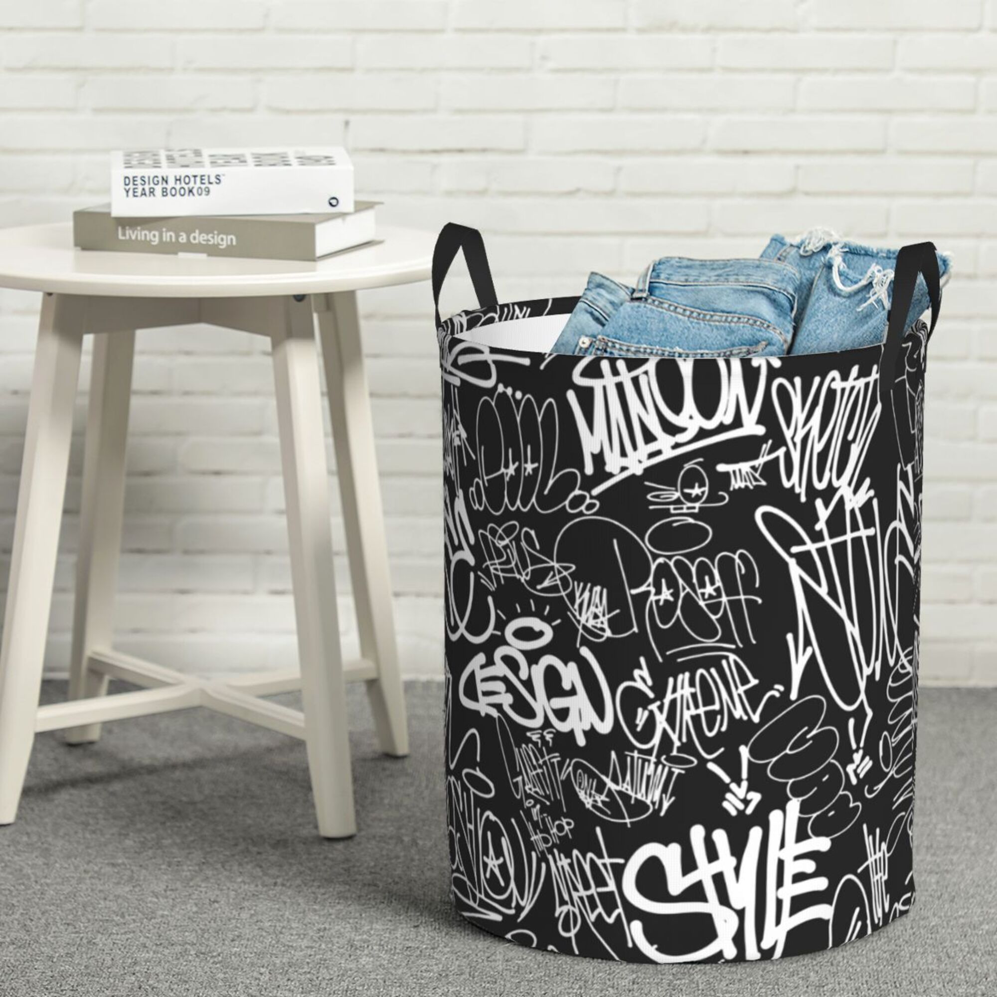 LNWH Laundry Basket, Vector Graffiti Seamless Pattern Foldable Laundry ...