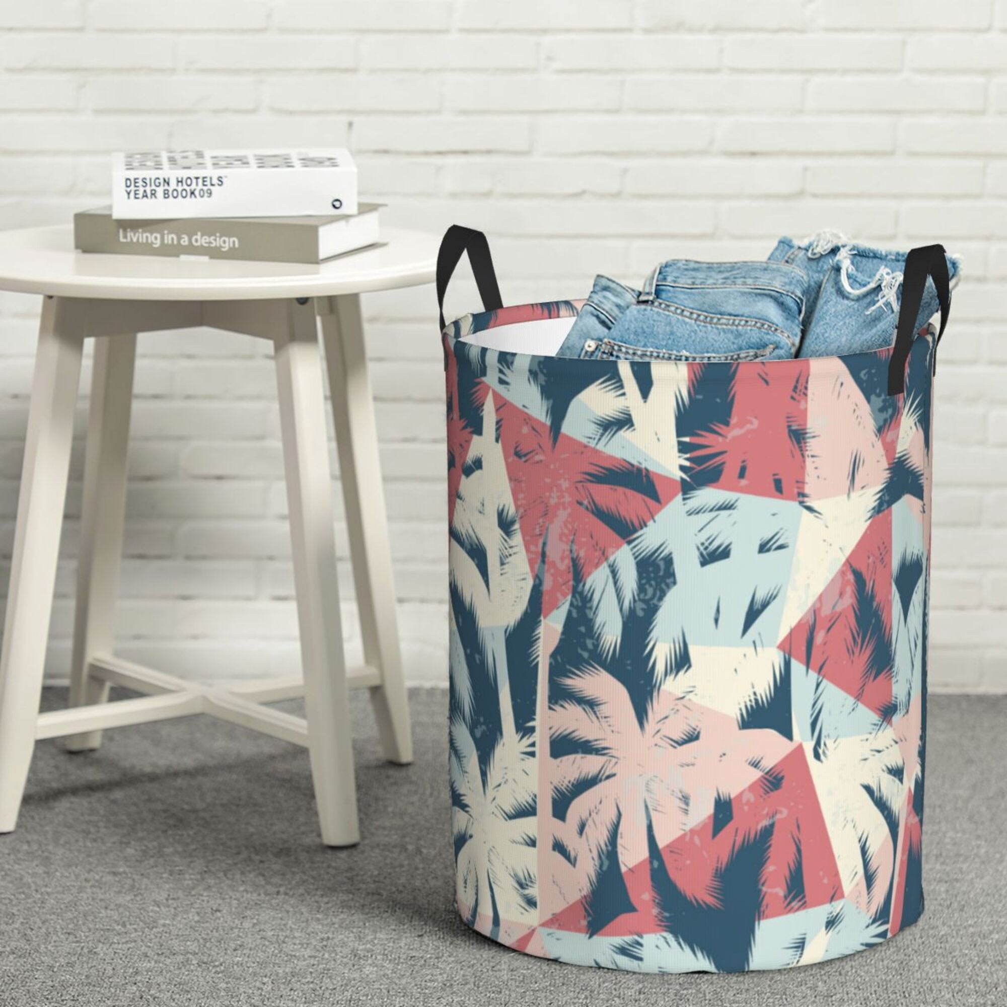 LNWH Laundry Basket, Vintage Watercolor Coconut Tree Pattern Foldable ...