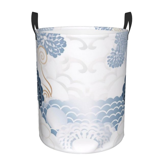 LNWH Laundry Basket, Wave Traditional Pattern Foldable Laundry Hamper ...