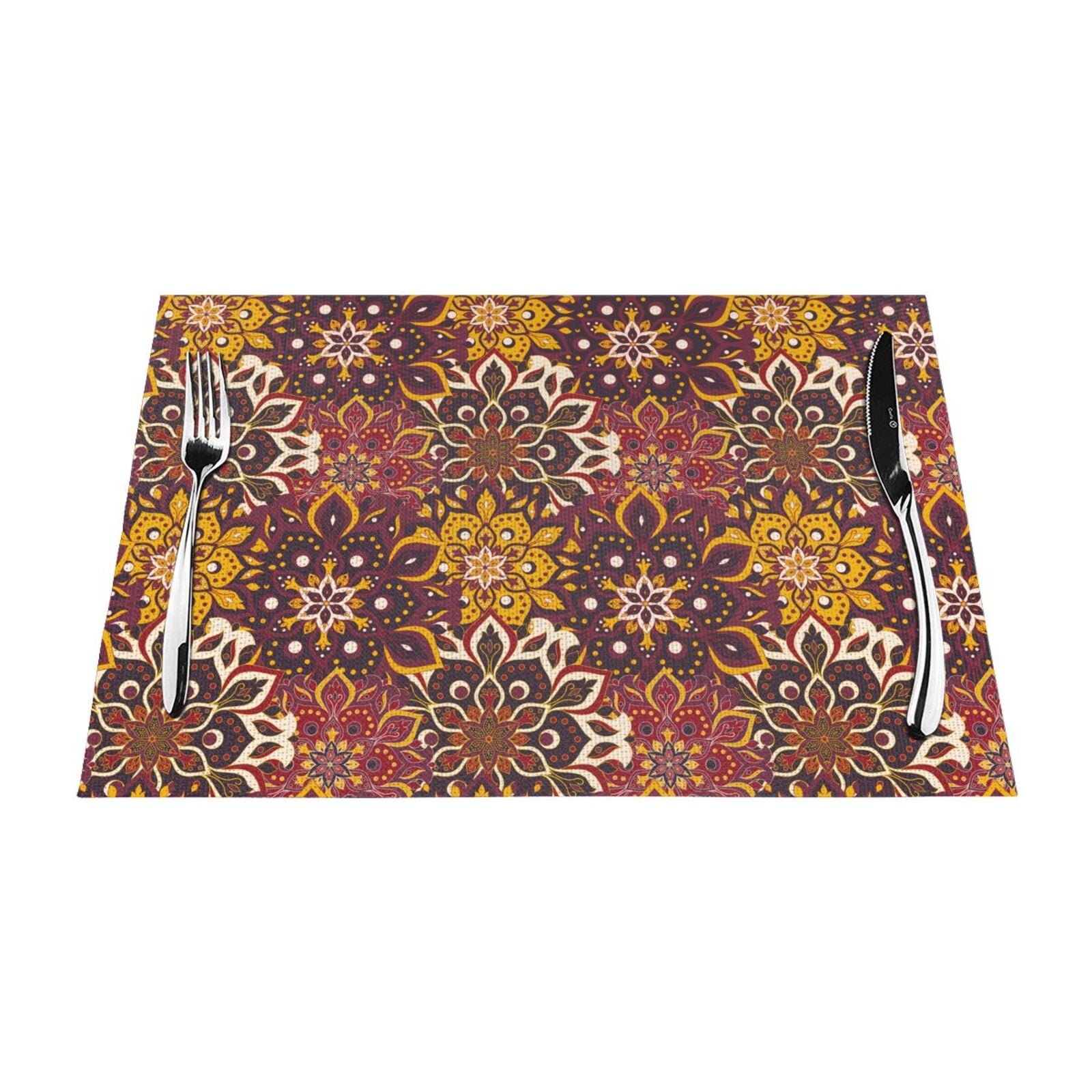 LNWH Paisley Retro Swirl Pattern Placemats, 4 PCS Heat Resistant ...