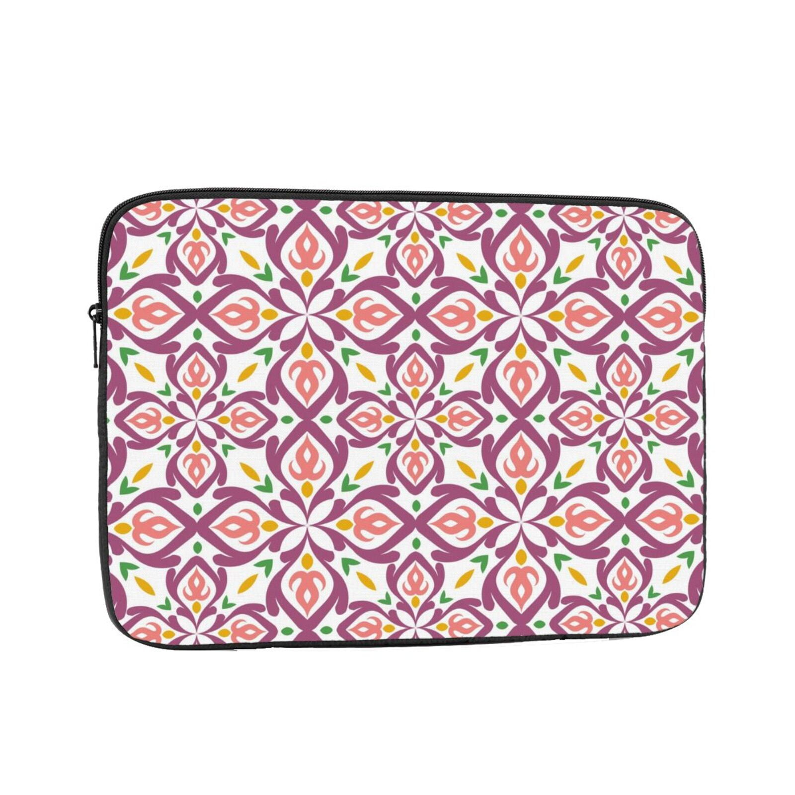 Lnwh Pink Floral Motif Tribal Pattern Laptop Sleeve Notebook Computer