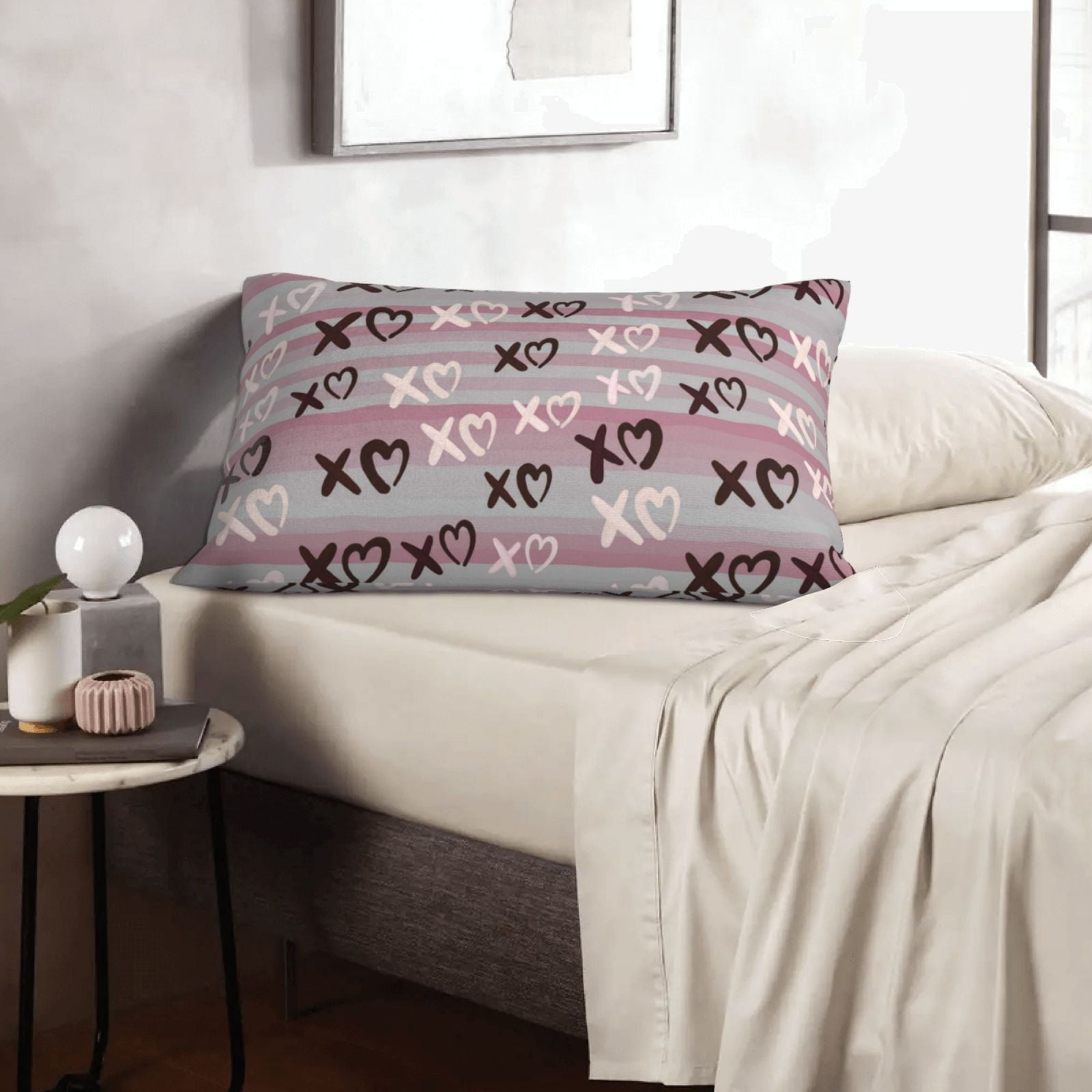 LNWH Rectangle Pillow Cover, Abstract Hearts Drawing Love Cushion ...