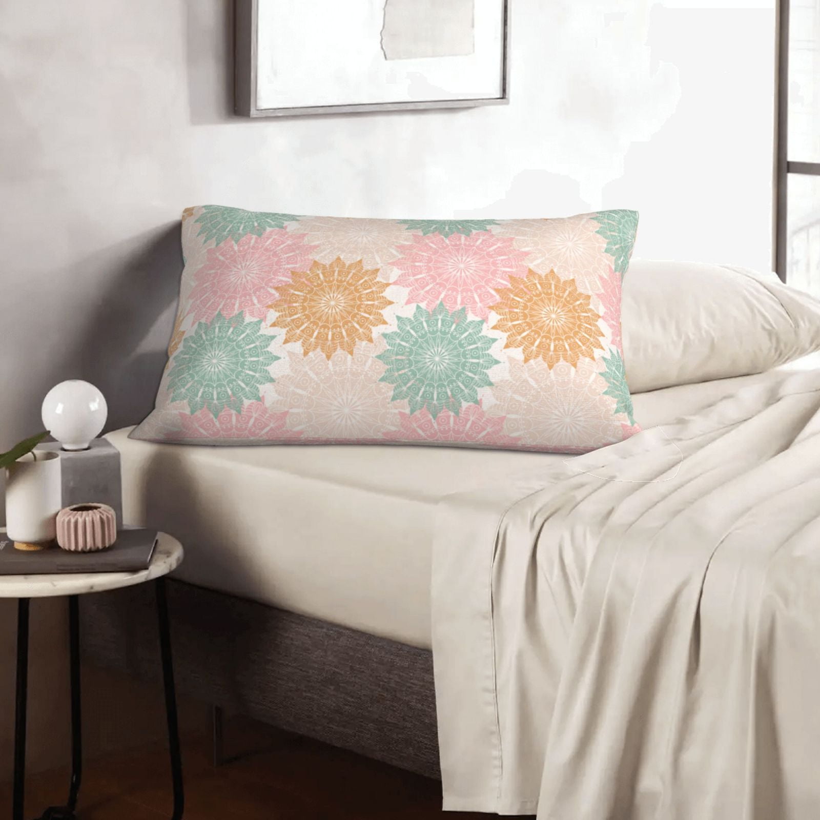 LNWH Rectangle Pillow Cover, Aztec Mandala Texture Pattern Cushion ...