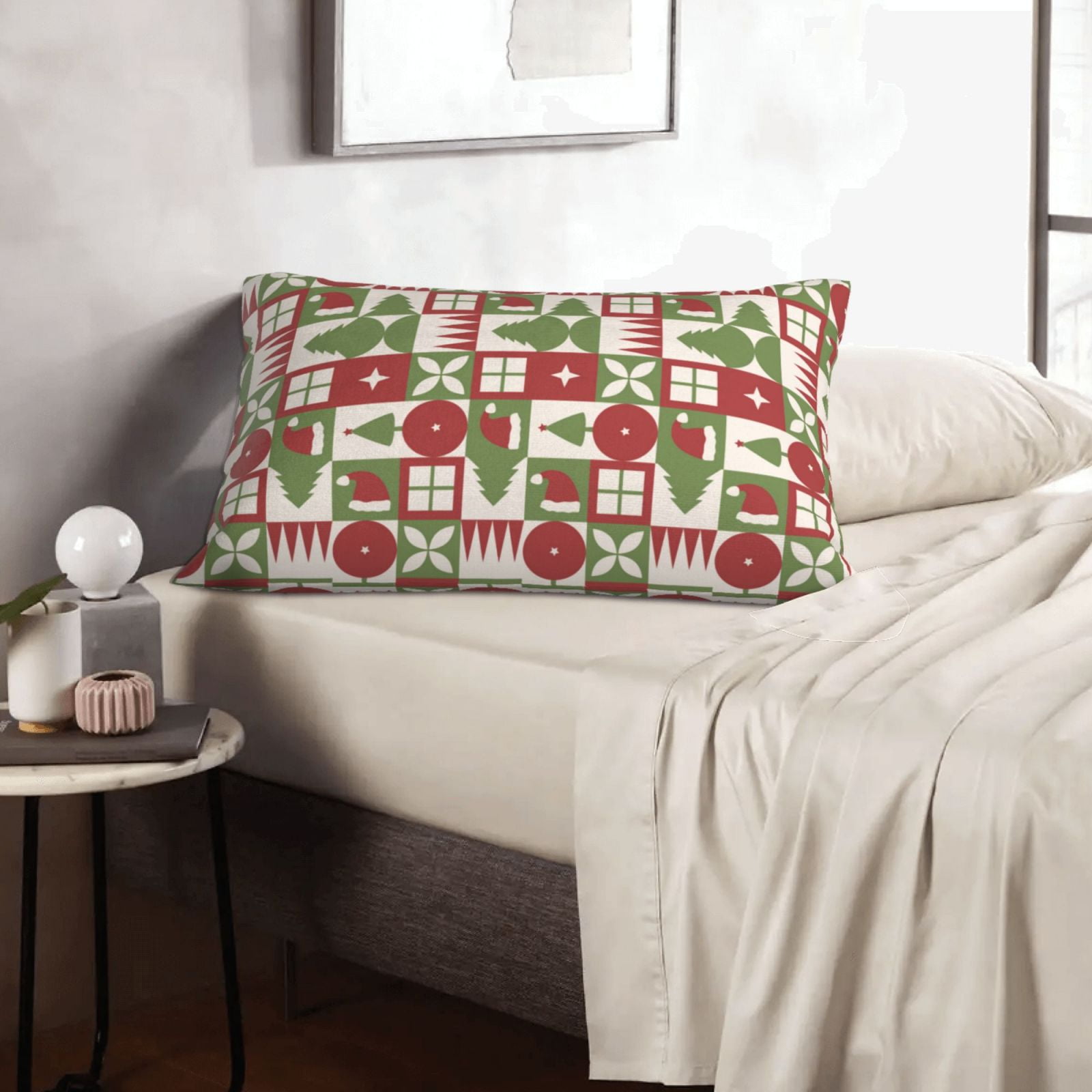 LNWH Rectangle Pillow Cover, Christmas Abstract Ornament Art Pattern ...