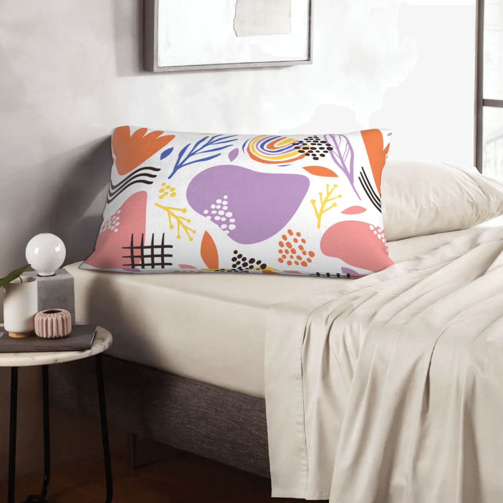 LNWH Rectangle Pillow Cover, Modern Abstract Graffiti Elements Pattern ...