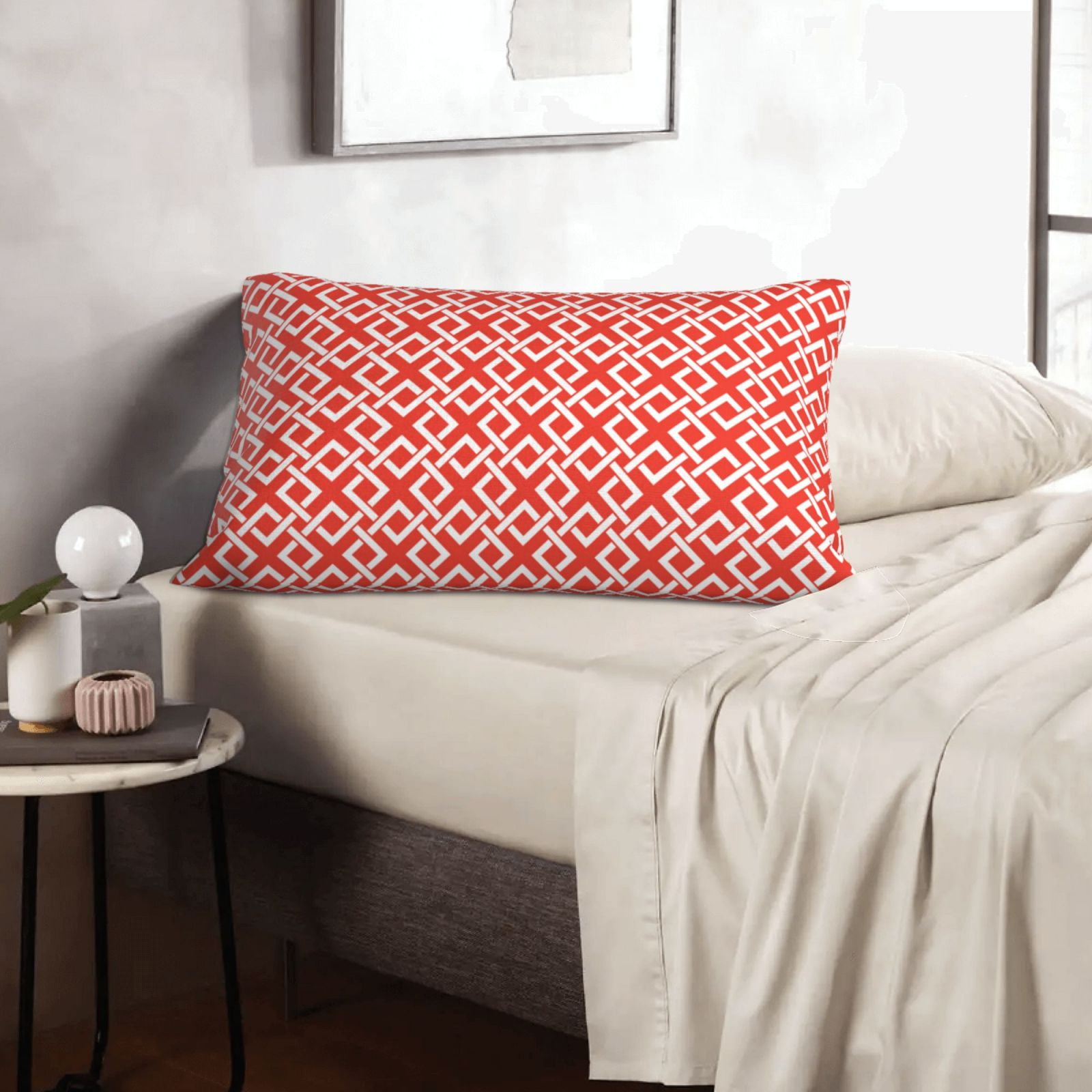 LNWH Rectangle Pillow Cover, Red Mesh Texture Seamless Pattern Cushion ...