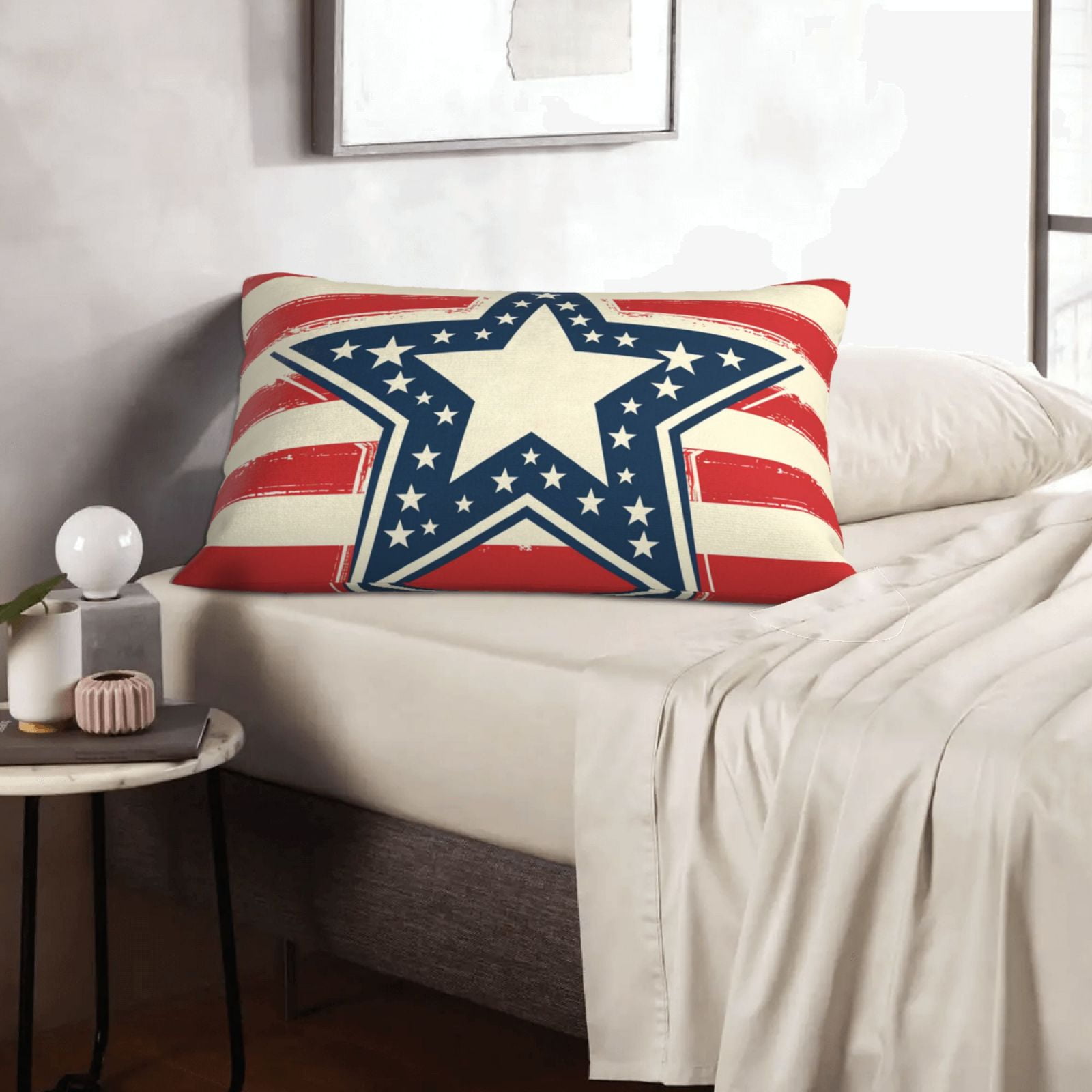 LNWH Rectangle Pillow Cover, Rock American Stars Flag Pattern Cushion ...