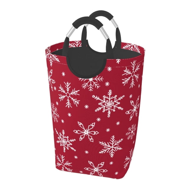 LNWH Red Winter Snowflake Pattern Laundry Basket, 50L Large Capacity ...