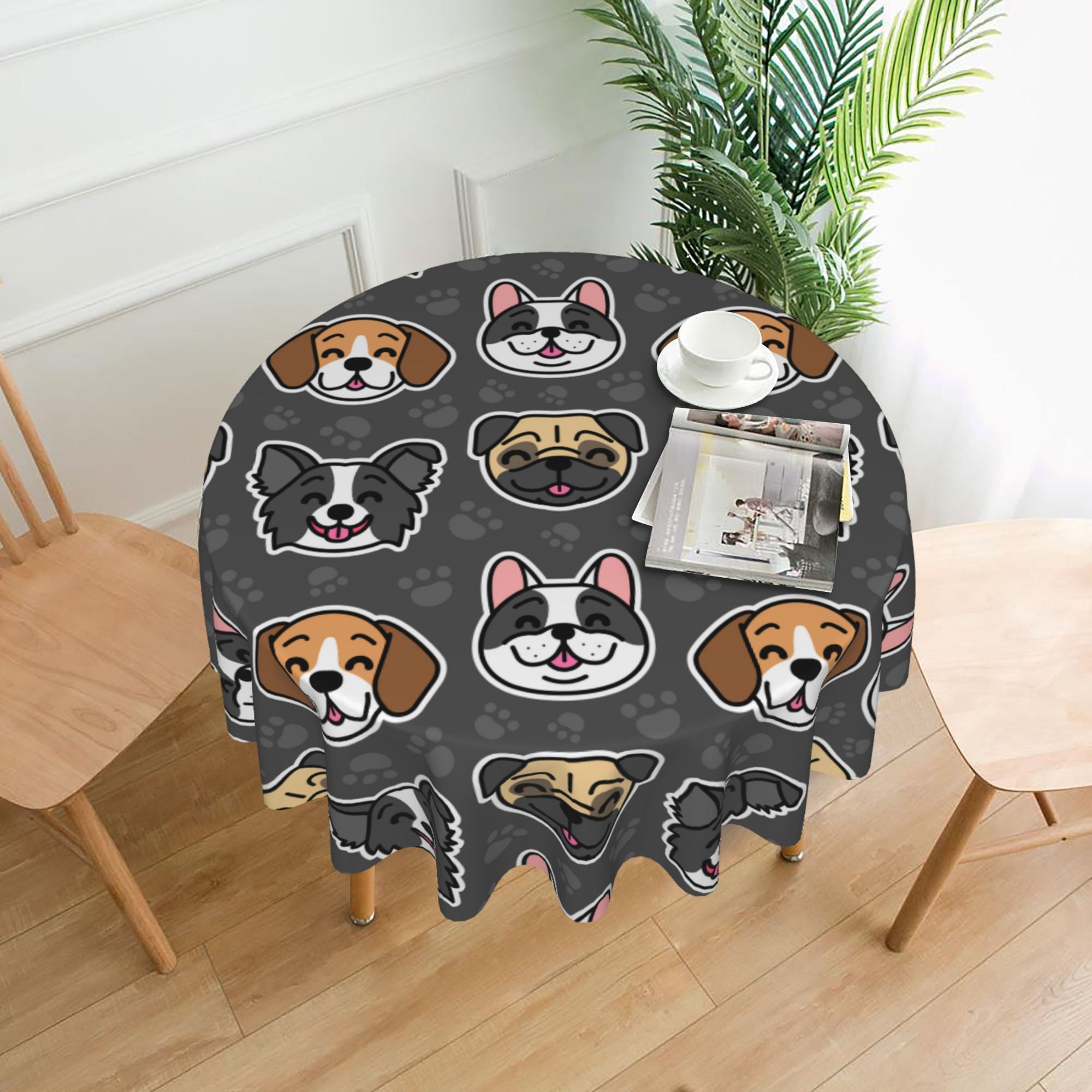 LNWH Resistant Wrinkle Resistant Washable Round Tablecloth, Cute ...