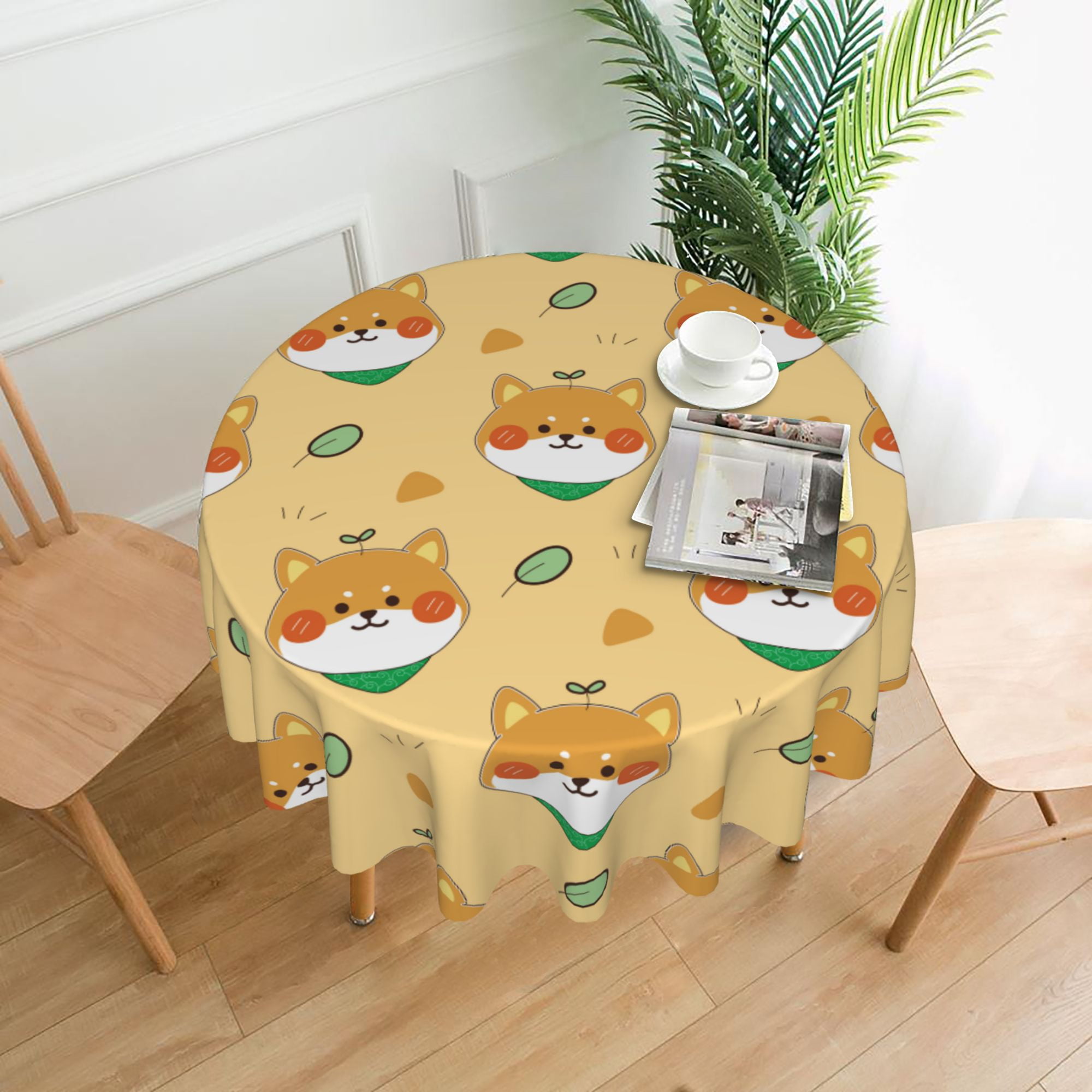 LNWH Resistant Wrinkle Resistant Washable Round Tablecloth, Shiba Inu ...