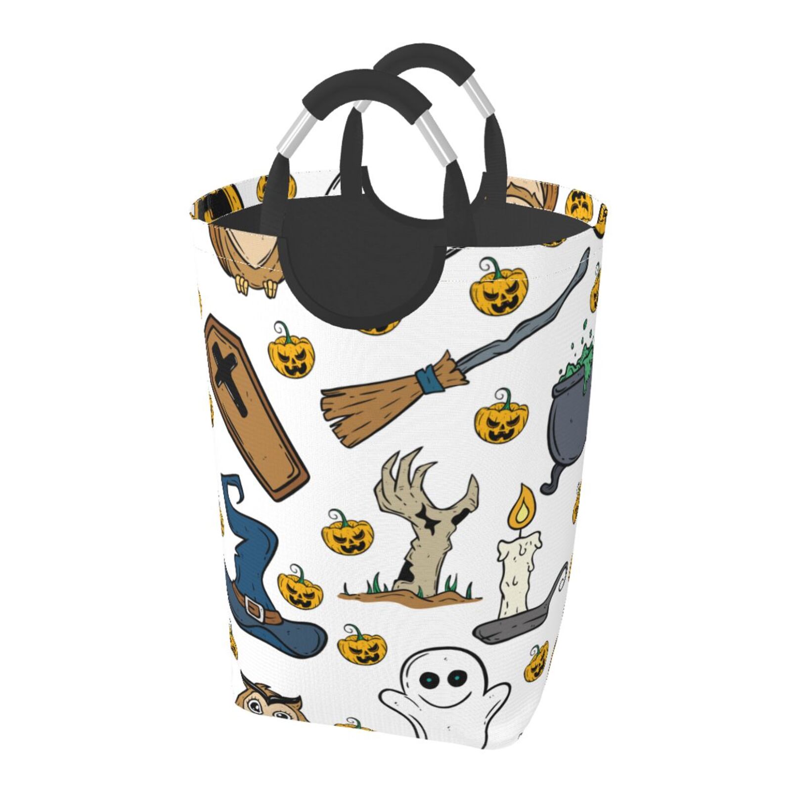 LNWH Seamless Halloween Pumpkin Ghost Pattern Laundry Basket, 50L Large ...