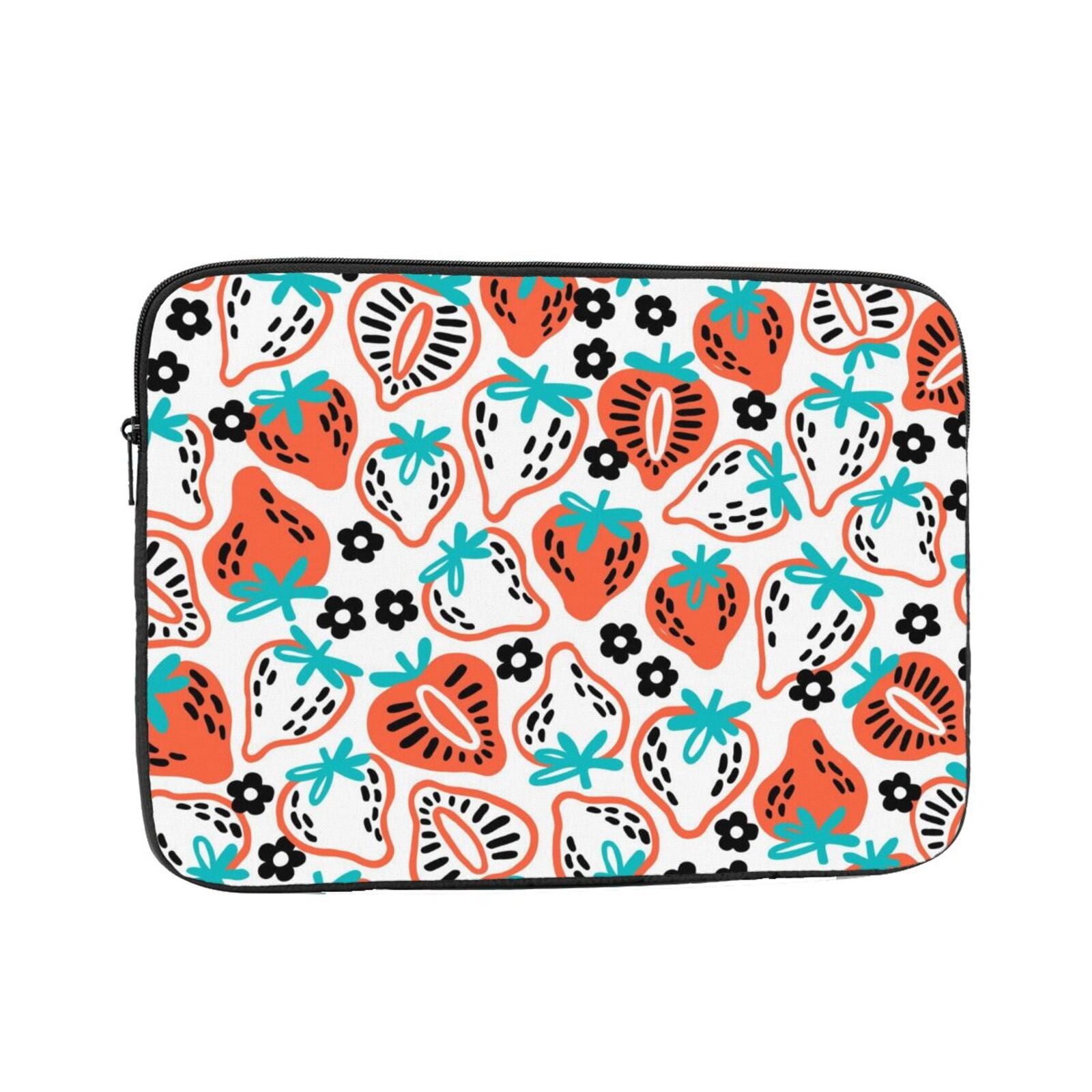 LNWH Seamless Strawberry Flower Leaf Pattern Laptop Sleeve, Notebook ...