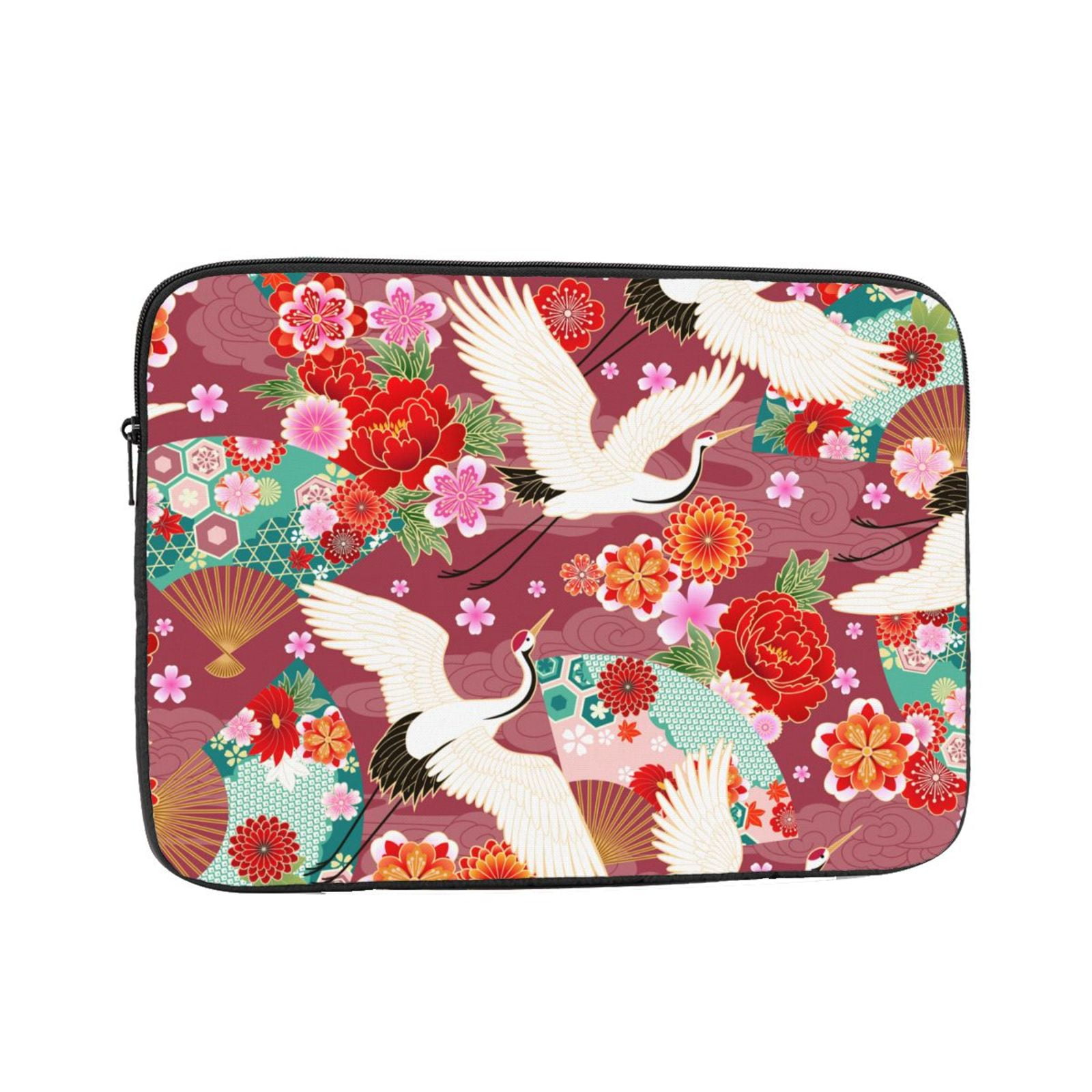 LNWH Seamless \r\n Floral Cranes Pattern Laptop Sleeve, Notebook ...