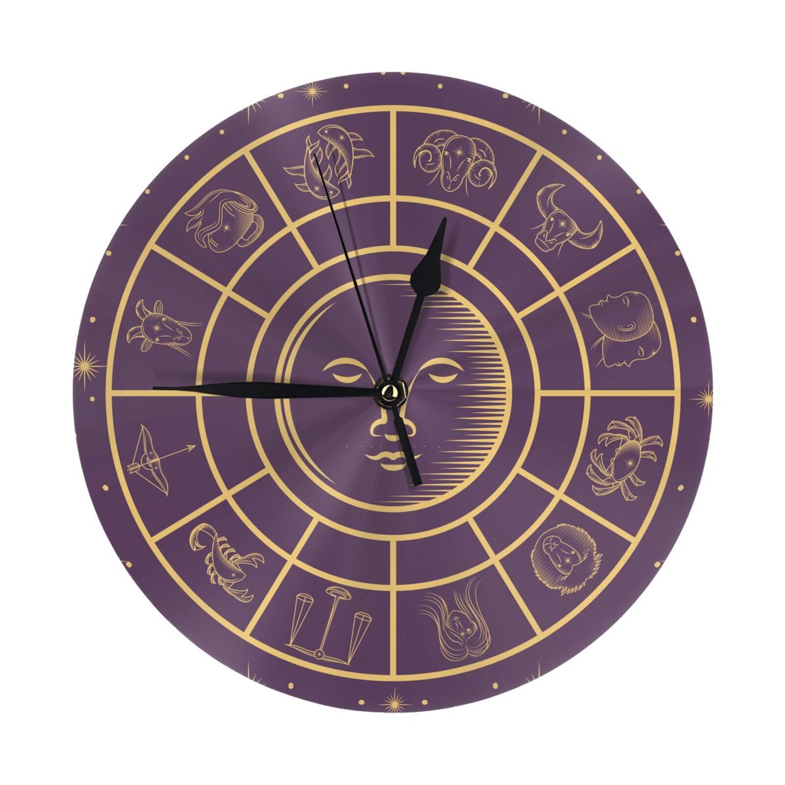 LNWH Silent Non Ticking Wall Clock, Horoscope Circle with Signs Zodiac ...