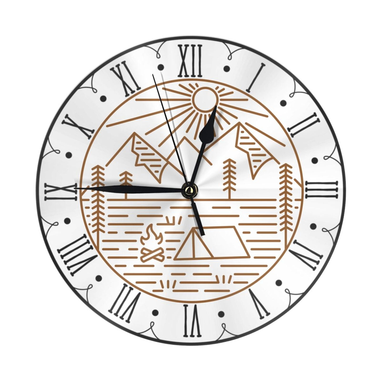 LNWH Silent Non Ticking Wall Clock, Outdoor Adventure Camping ...