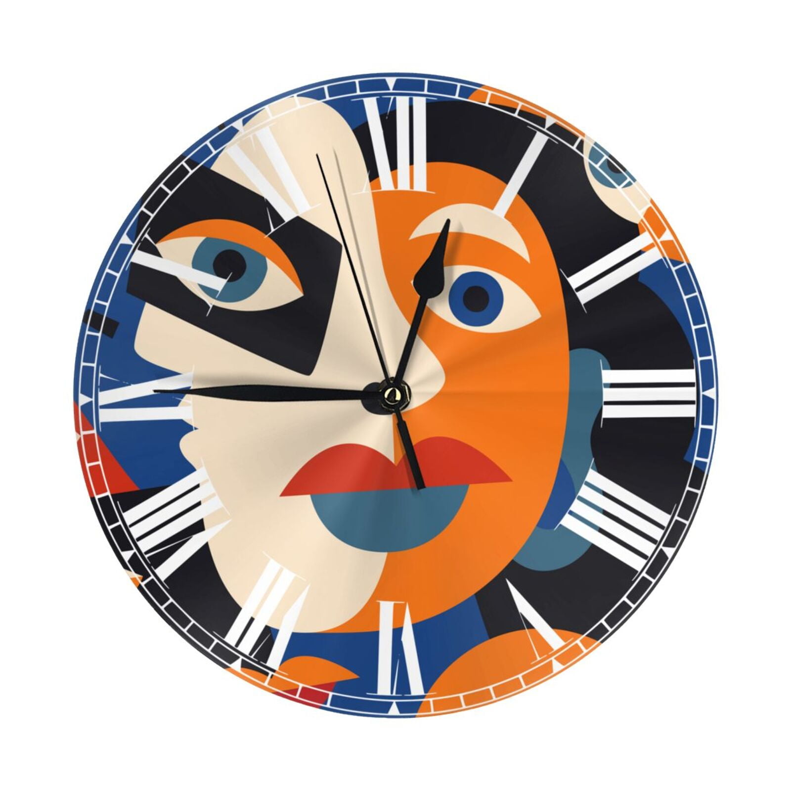 LNWH Silent Non Ticking Wall Clock, Picasso Style Abstract Art Pattern ...