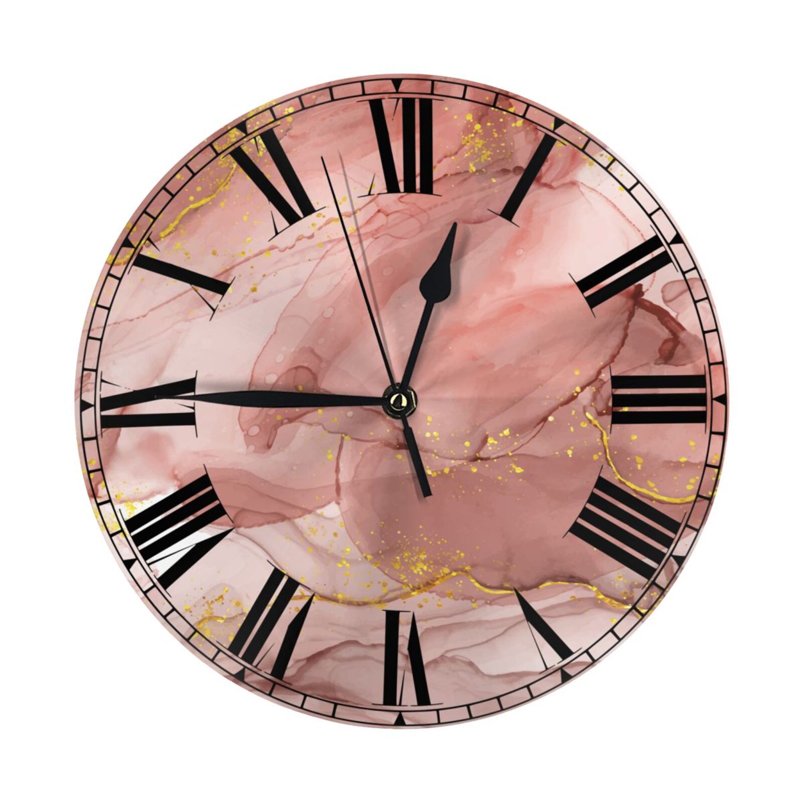 LNWH Silent Non Ticking Wall Clock, Red Abstract Marble Texture Pattern ...