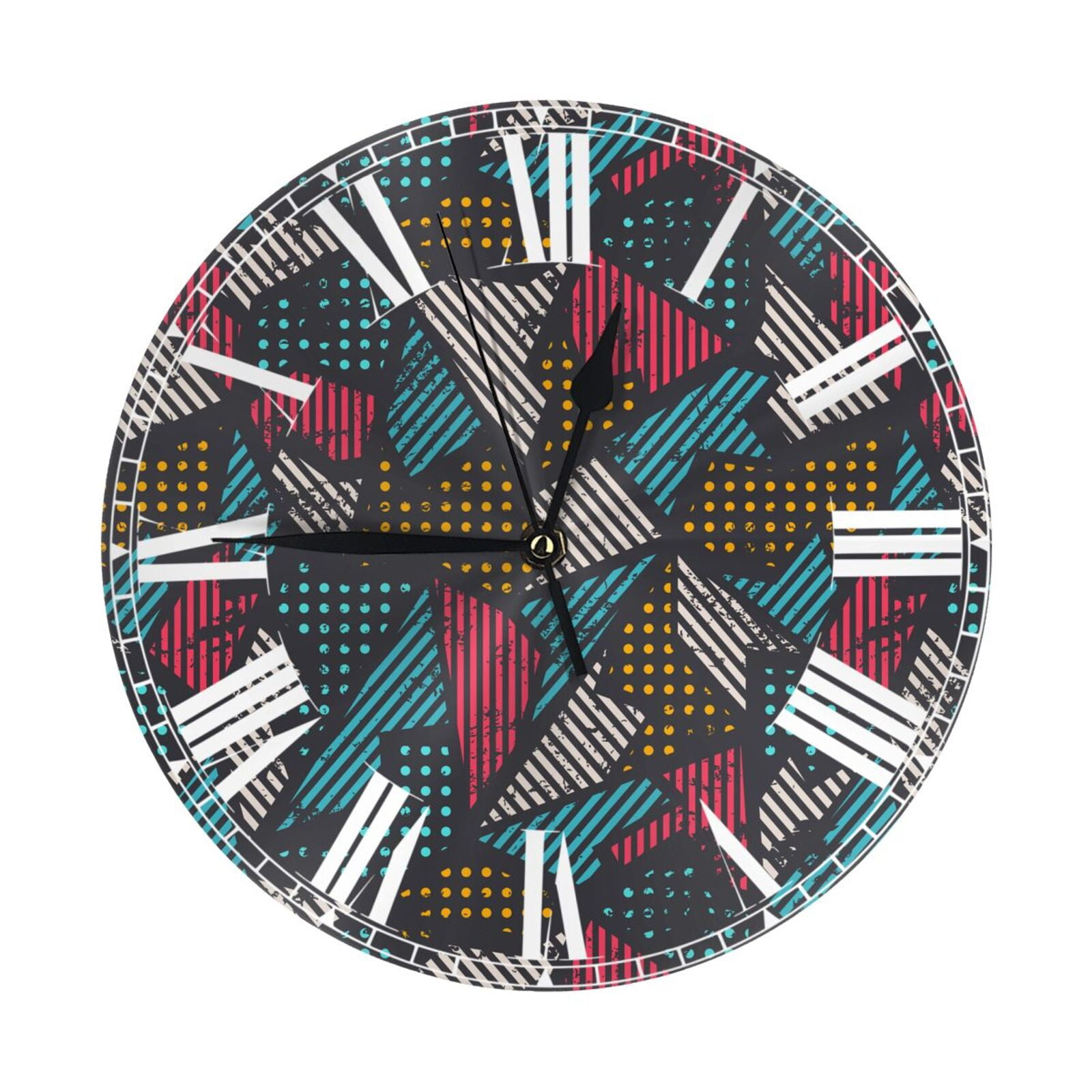 LNWH Silent Non Ticking Wall Clock, Vintage Abstract Paisley Texture ...