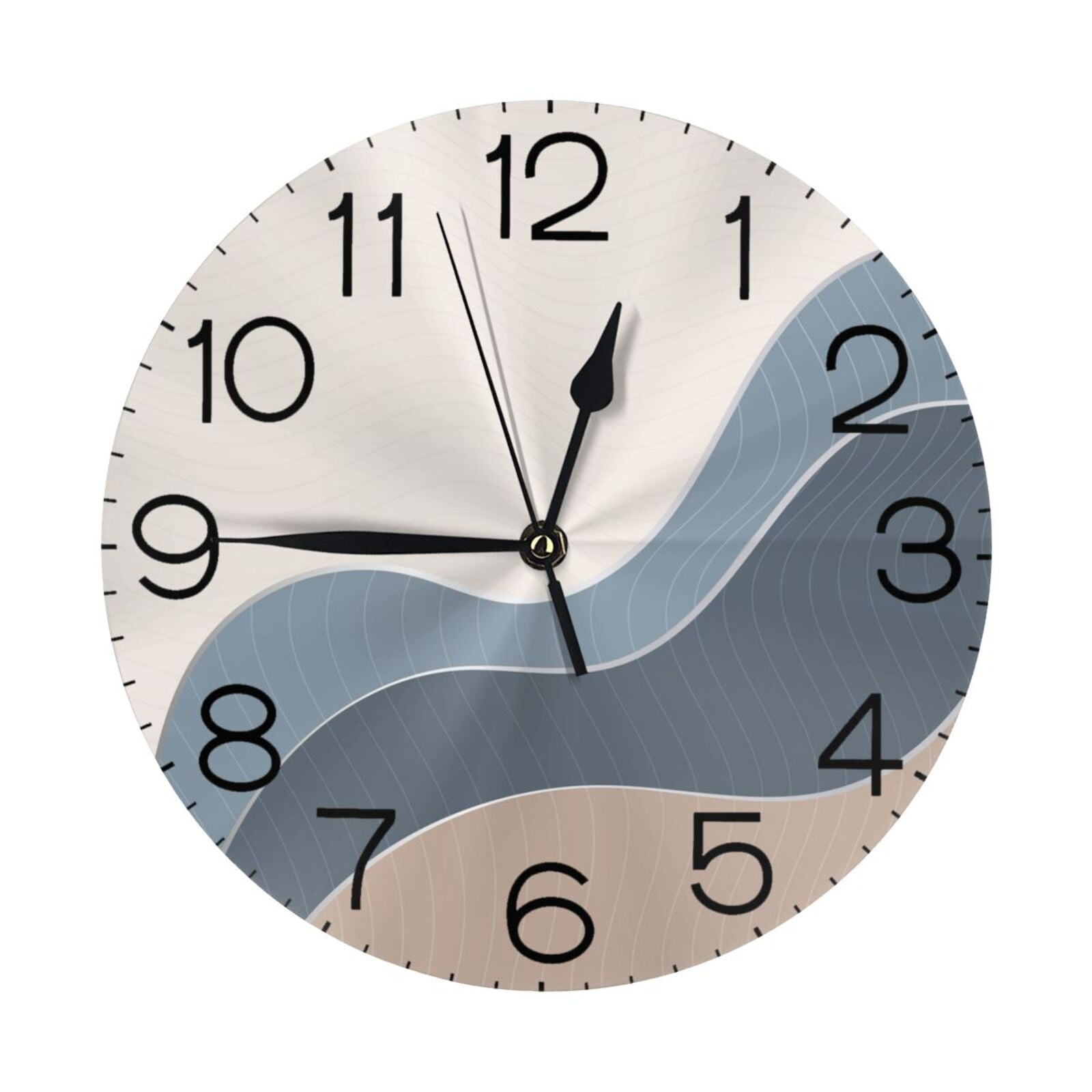 LNWH Silent Non Ticking Wall Clock, Vintage Wavy Curved Lines Pattern ...