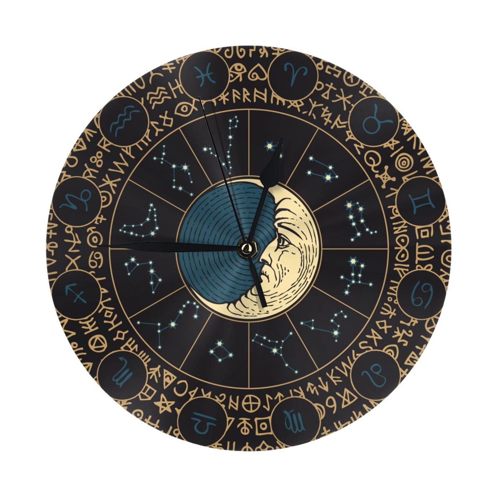 LNWH Silent Non Ticking Wall Clock, Vintage Zodiac Star Sign Pattern ...