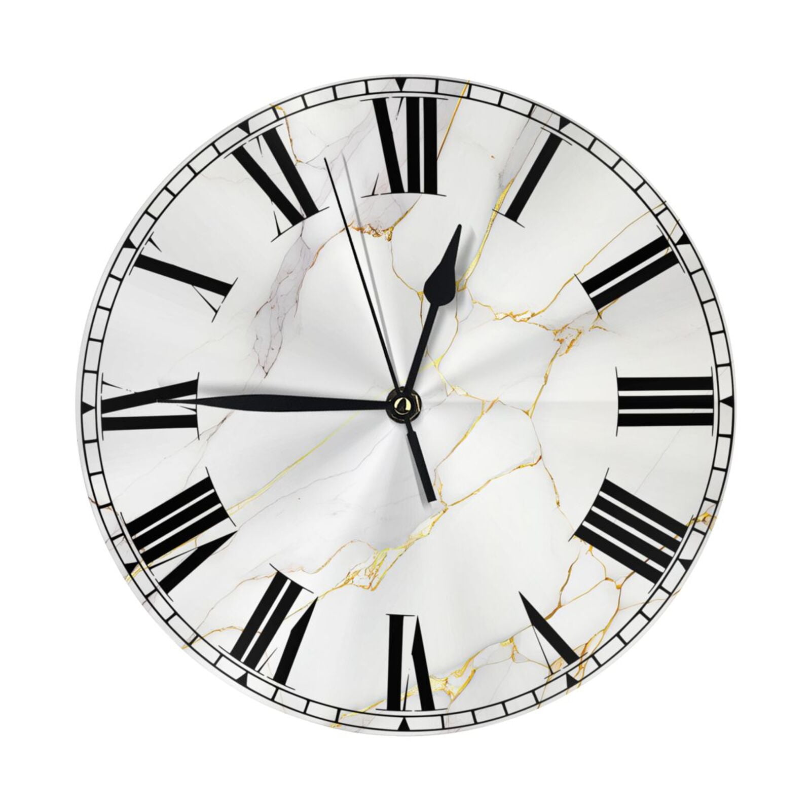 LNWH Silent Non Ticking Wall Clock, White Marble Abstract Texture ...