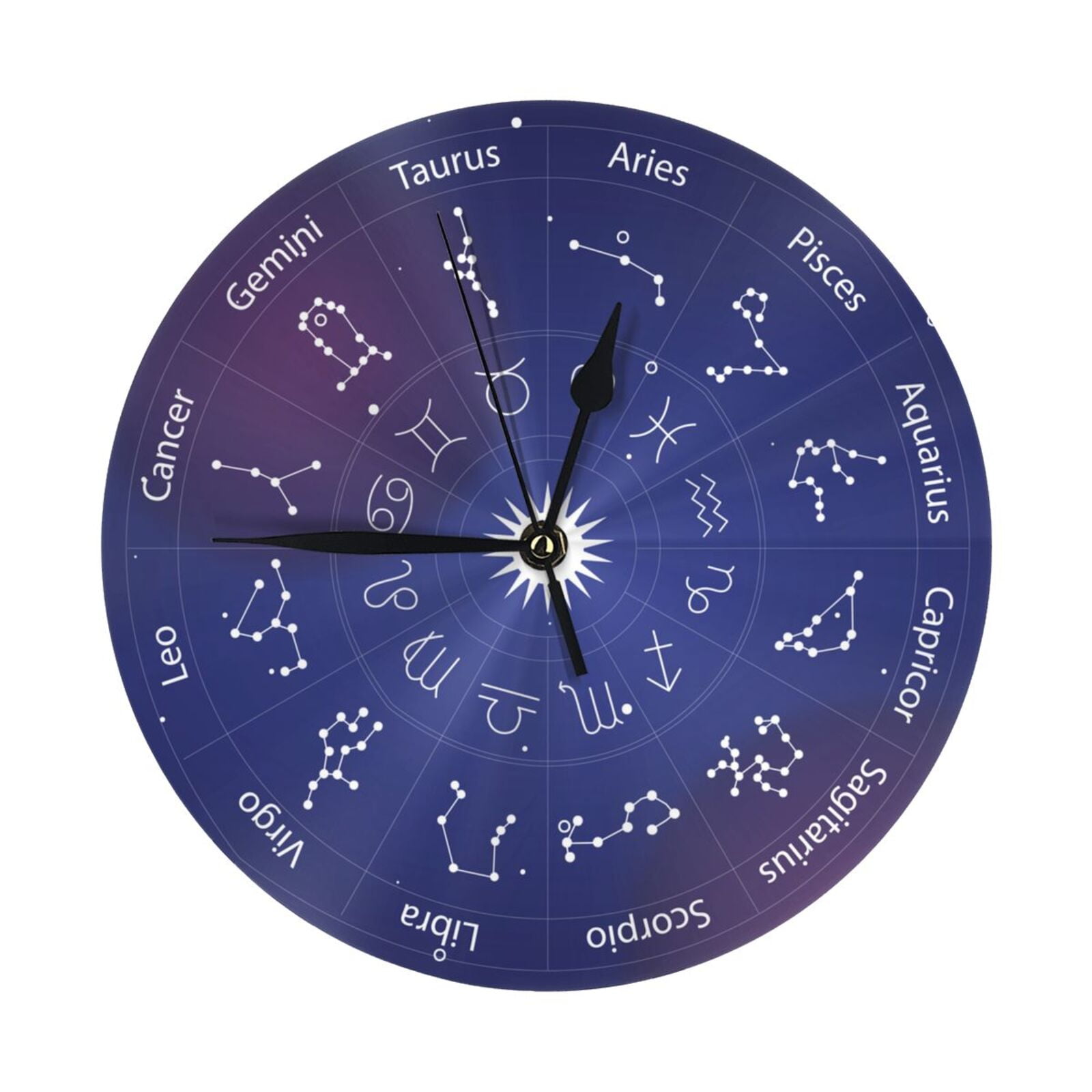LNWH Silent Non Ticking Wall Clock, Zodiac Symbols Pattern Decorative ...