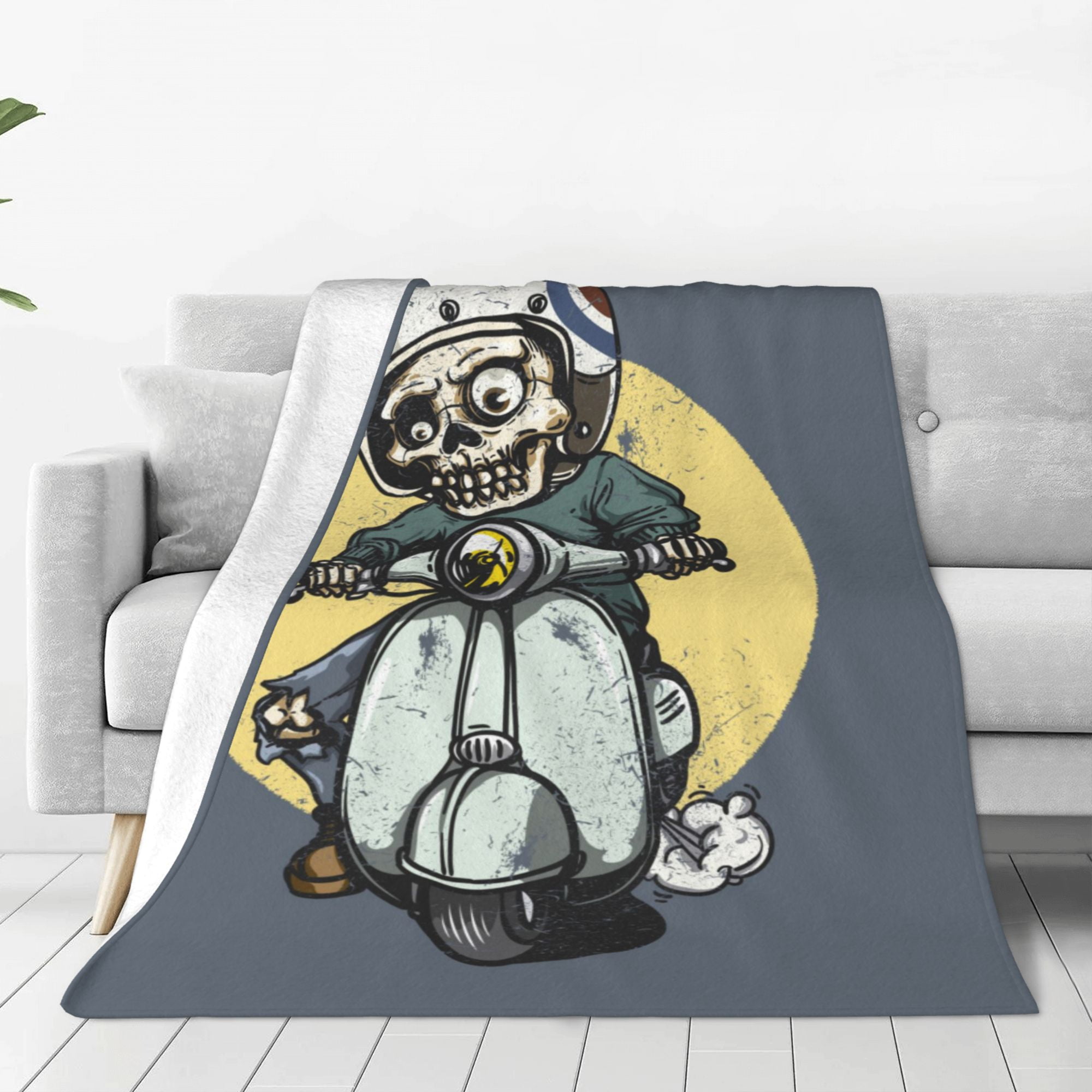 LNWH Skeleton Ride Pattern Throw Blanket, Flannel Sofa Blankets for All ...