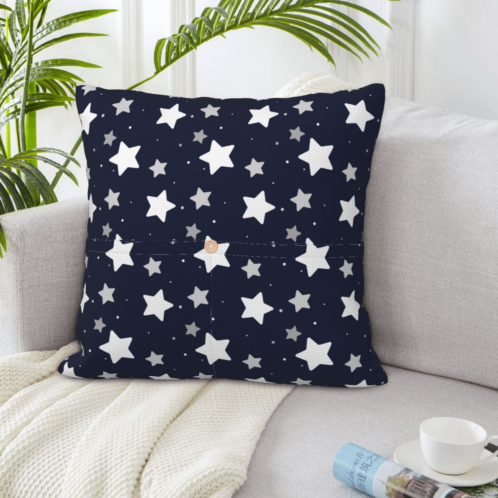 LNWH Star Doodle Texture Throw Pillow Covers, Square Soft Linen ...