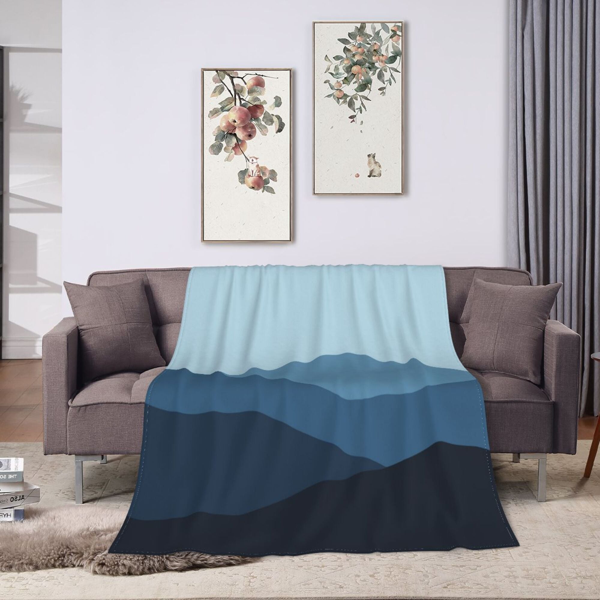 LNWH Sunset Landscape Horizon Silhouette Pattern Throw Blanket, Fluffy ...