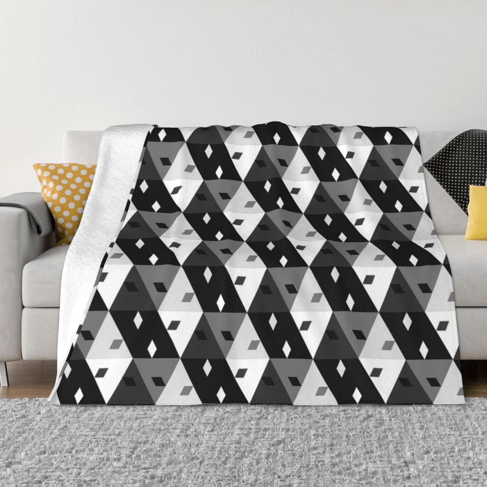 LNWH Super Soft Flannel Bed Blanket, Cozy Fluffy Warm All Seasons Black ...