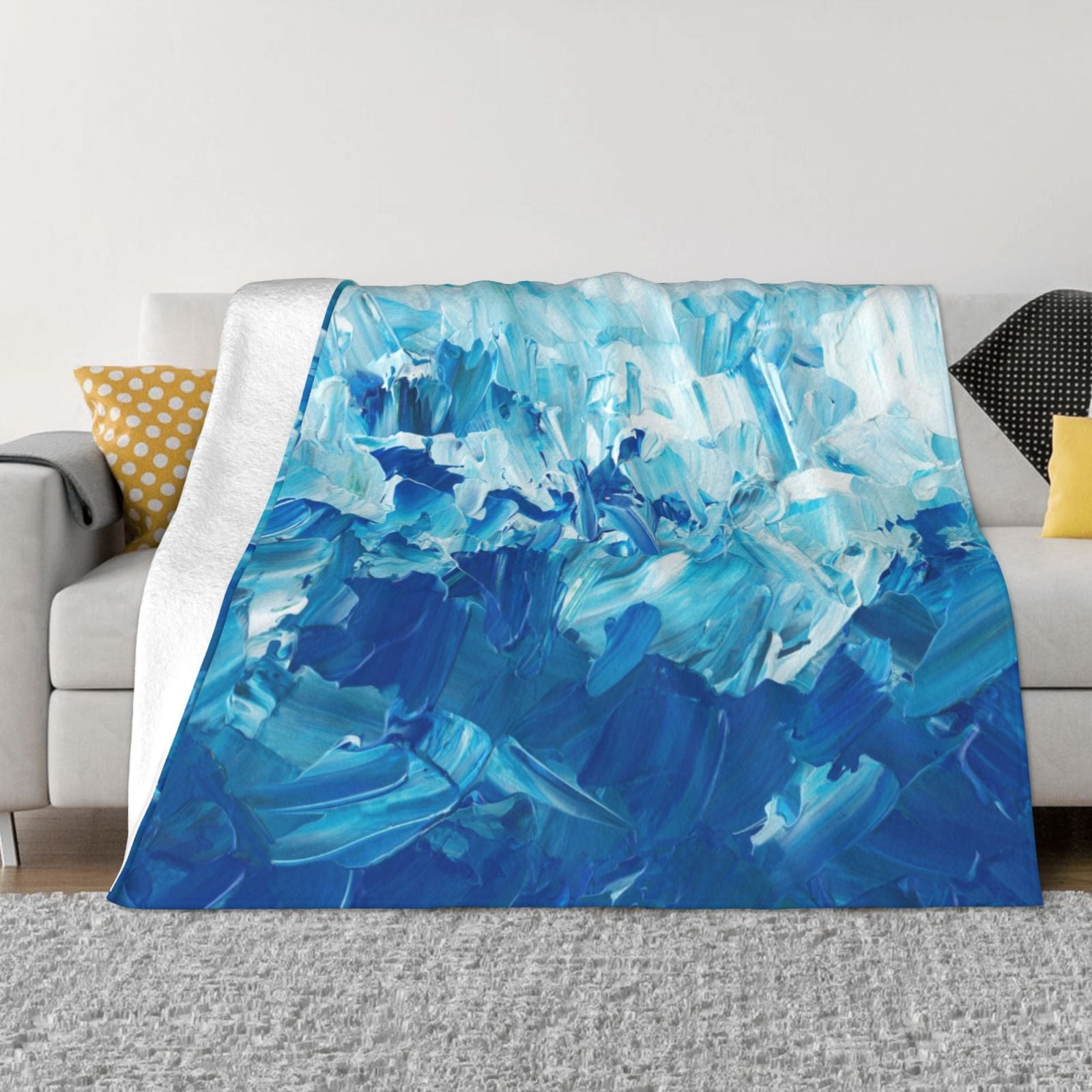 LNWH Super Soft Flannel Bed Blanket, Cozy Fluffy Warm All Seasons Paint ...