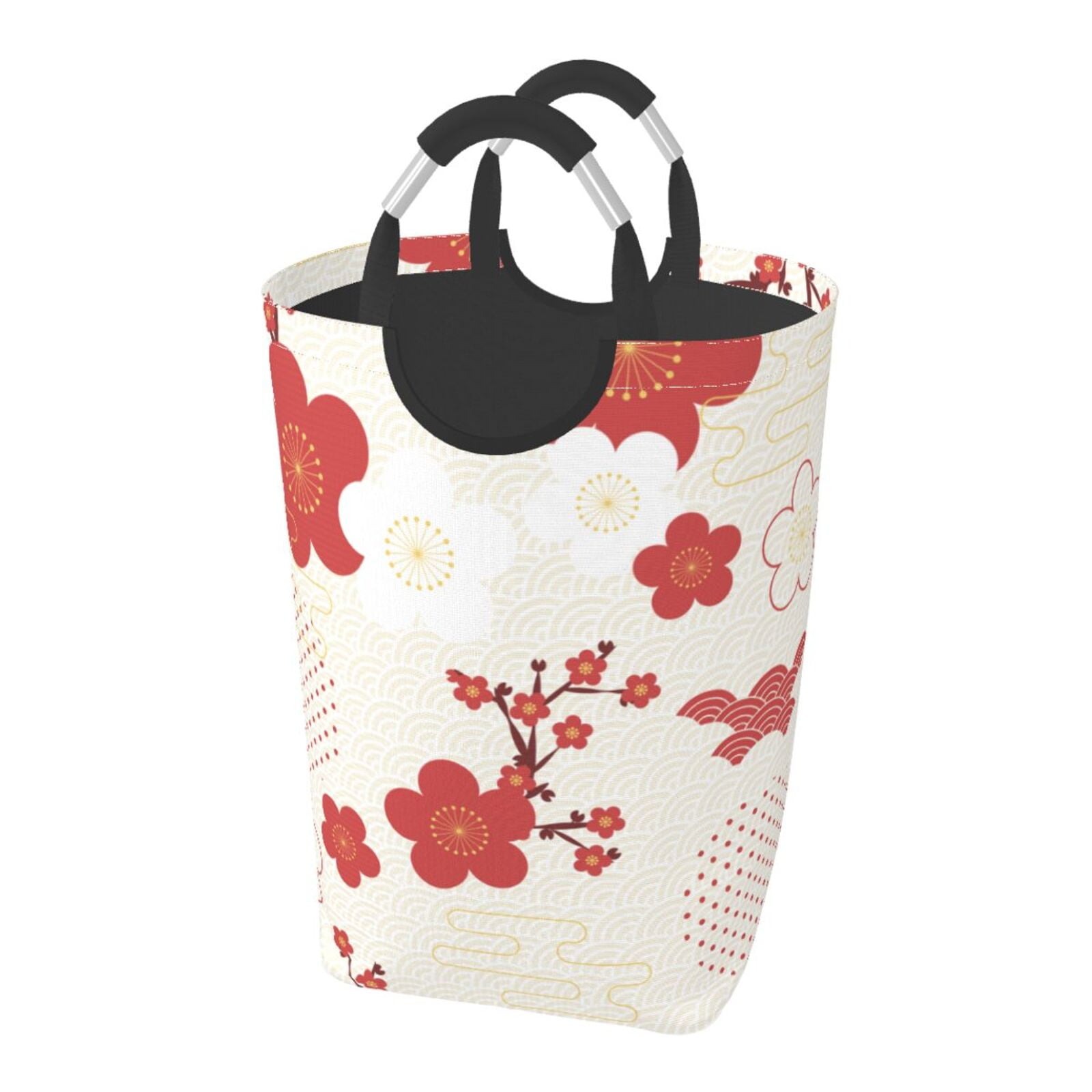 LNWH Traditional Plum Flower Pattern Laundry Basket, 50L Large Capacity ...
